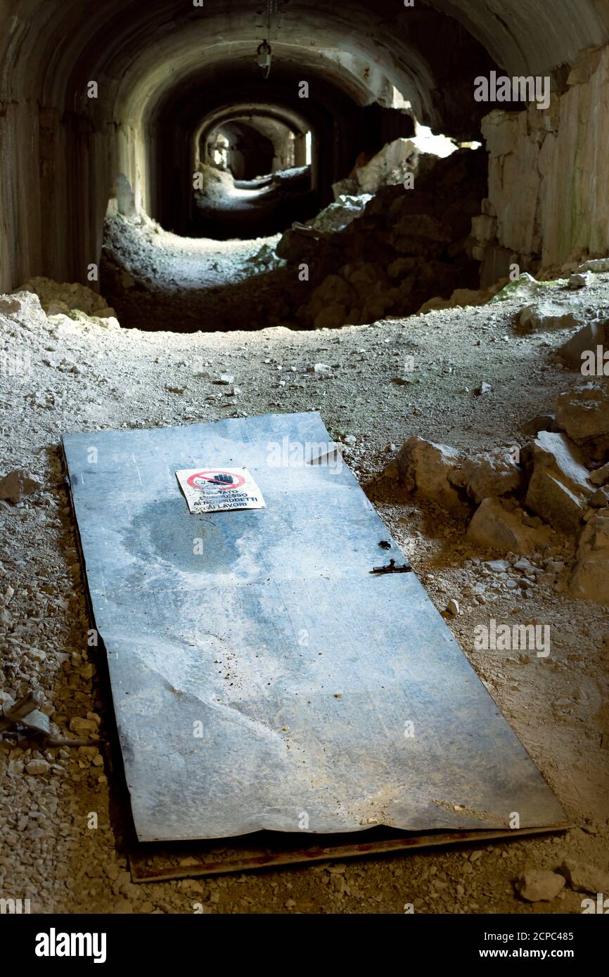 Underground tunnel of the military fort destroyed and covered with ...