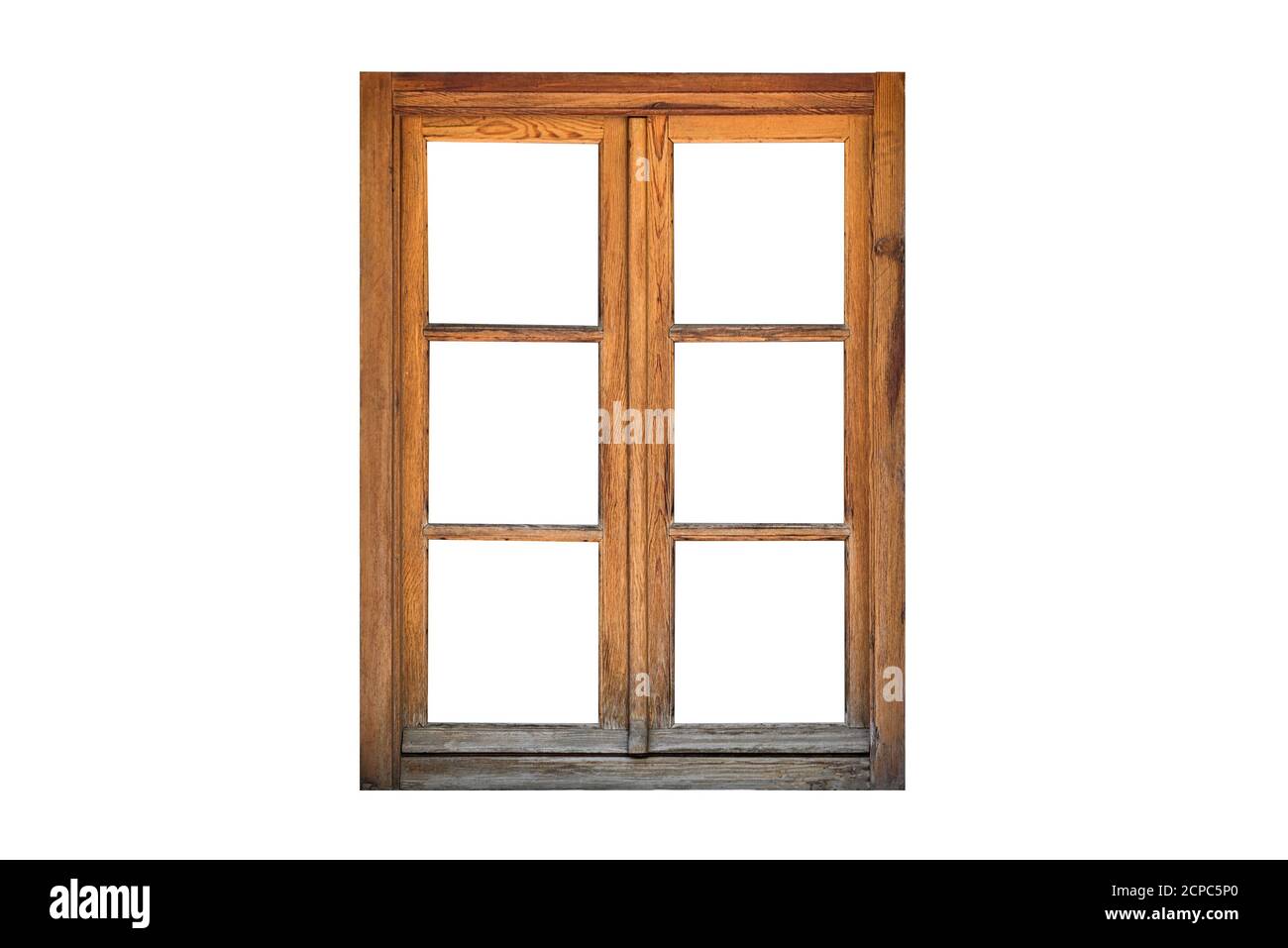 Wooden window isolated on white background Stock Photo - Alamy