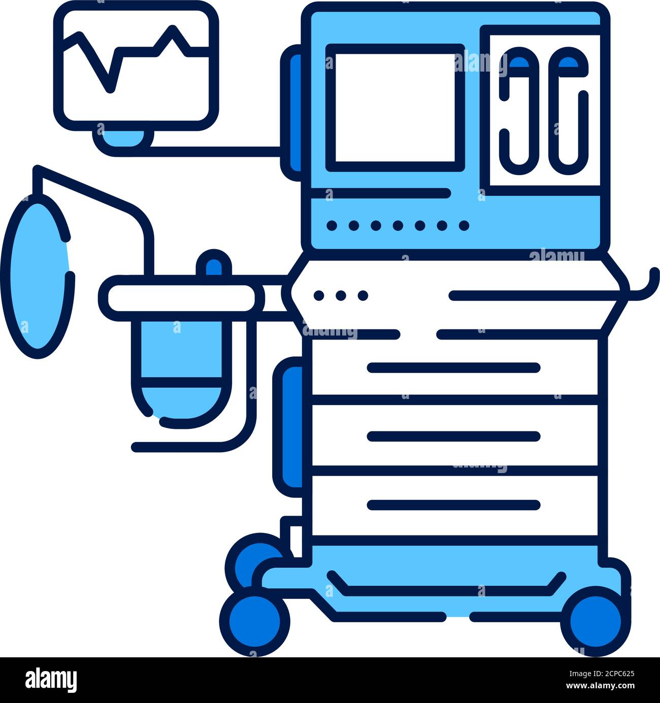 Anesthesia machine line color icon. Equipment for medical surgery ...