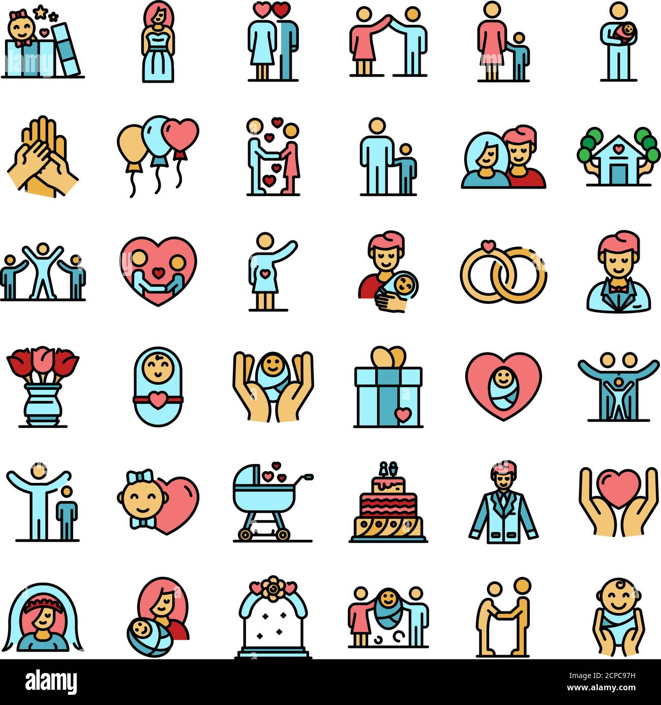 Family moments icons set vector flat Stock Vector Image & Art - Alamy