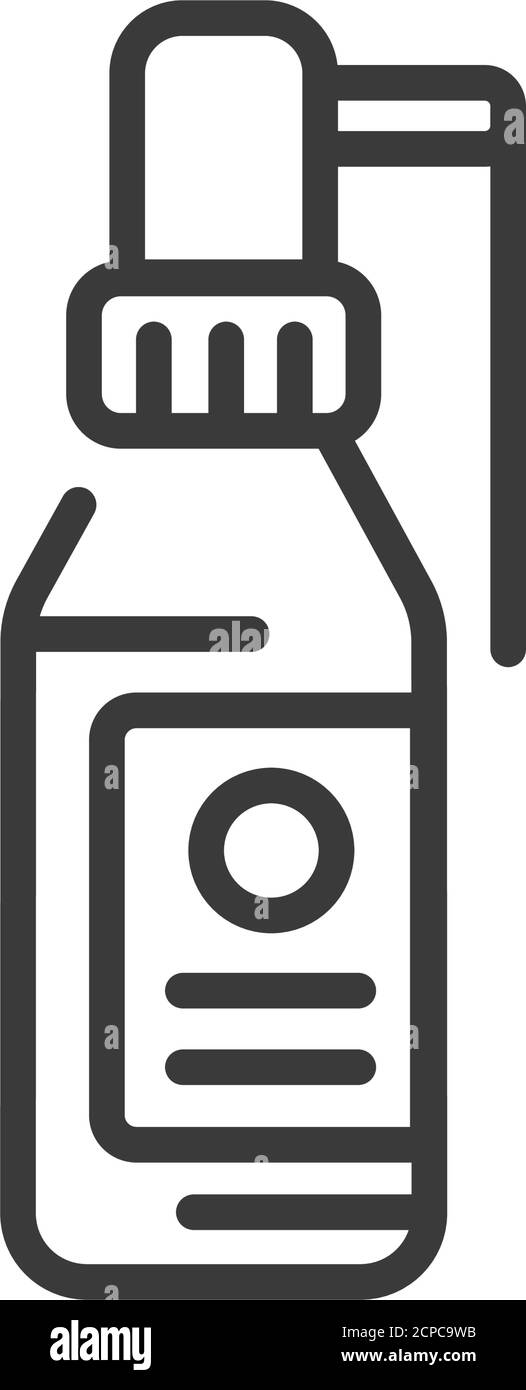 Bottle throat spray line black icon. Antiseptic aerosol. Angina ...