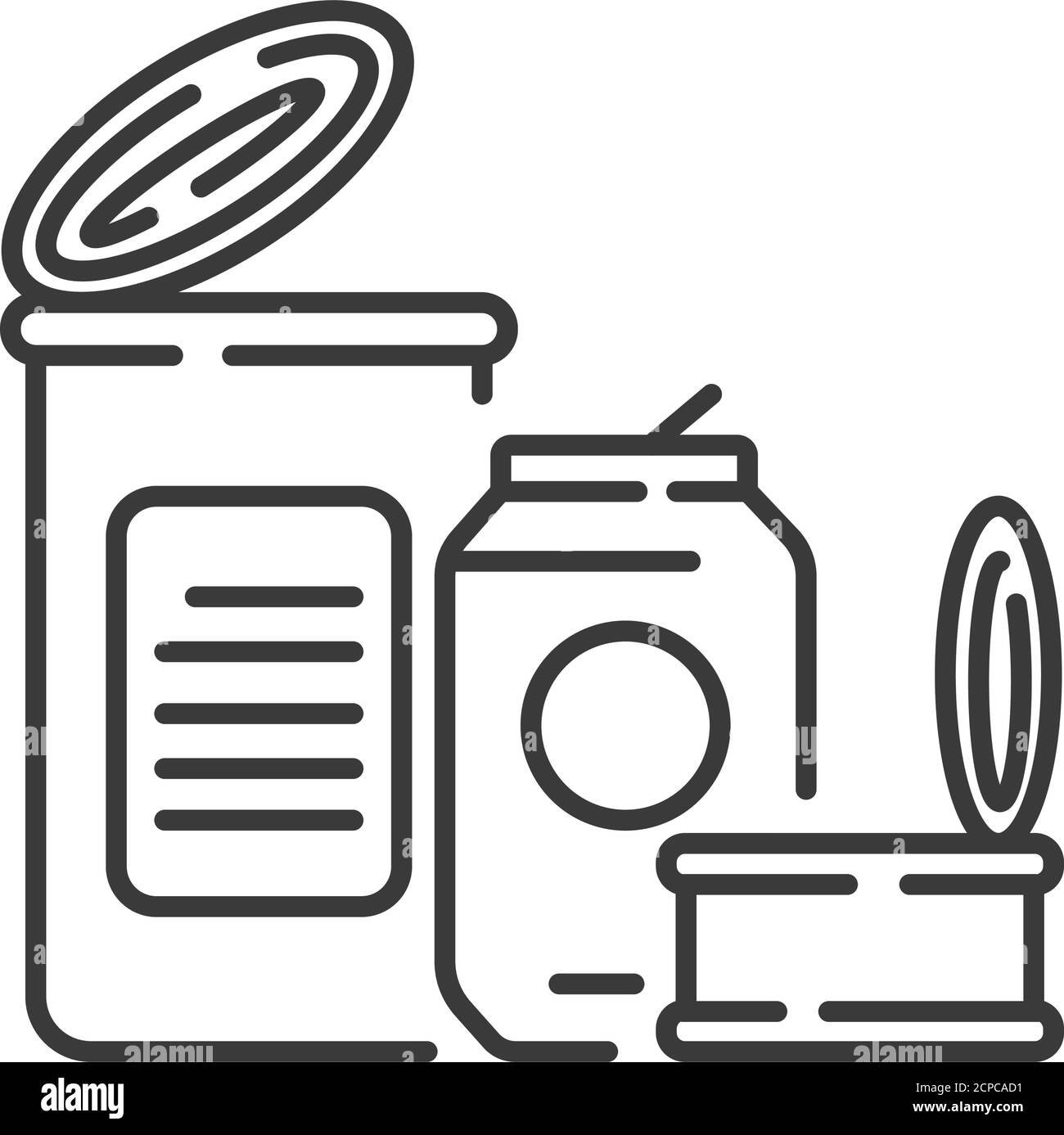 Tin cans recyclable metal black line icon. Waste recycling. Garbage ...