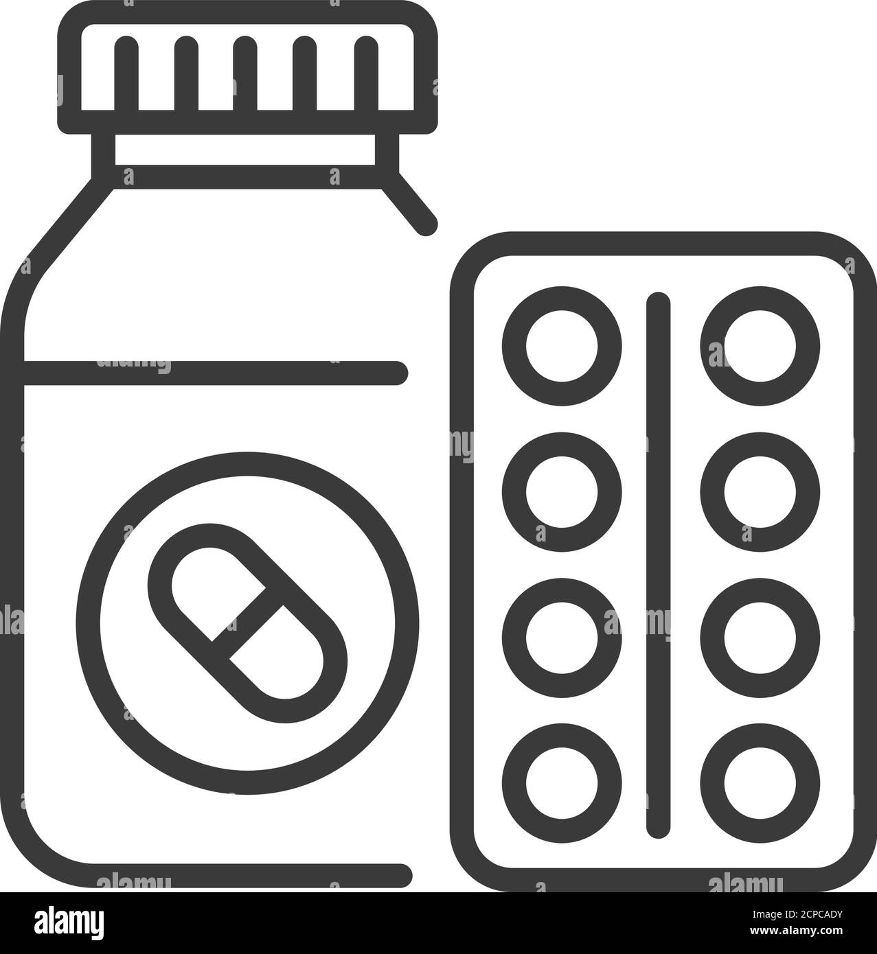 Pill bottle and blister black icon. Pharmaceutical product. Health care ...