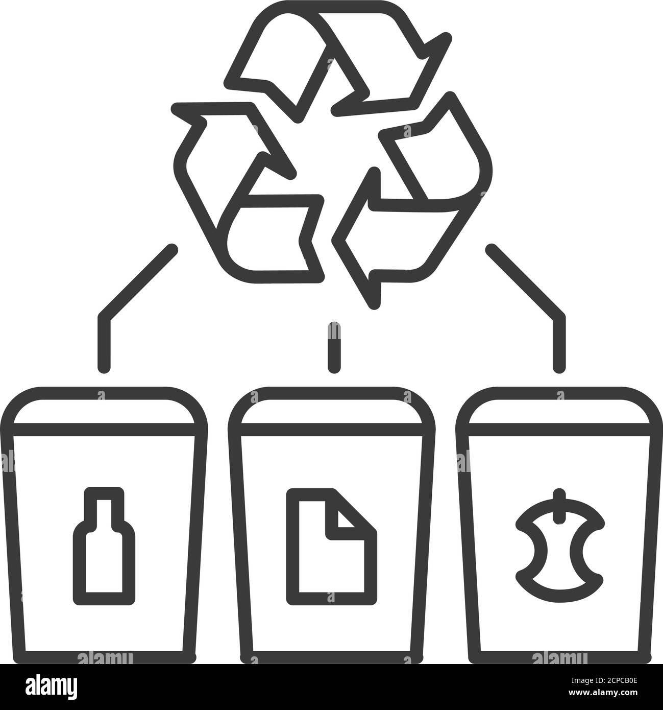 Waste recycling line black icon. Zero waste lifestyle. Garbage sorting ...