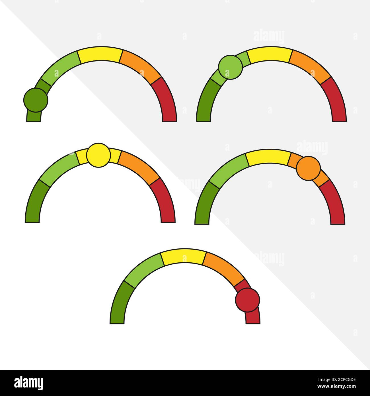 Circular scale with color gradation and engine. An indicator of ...