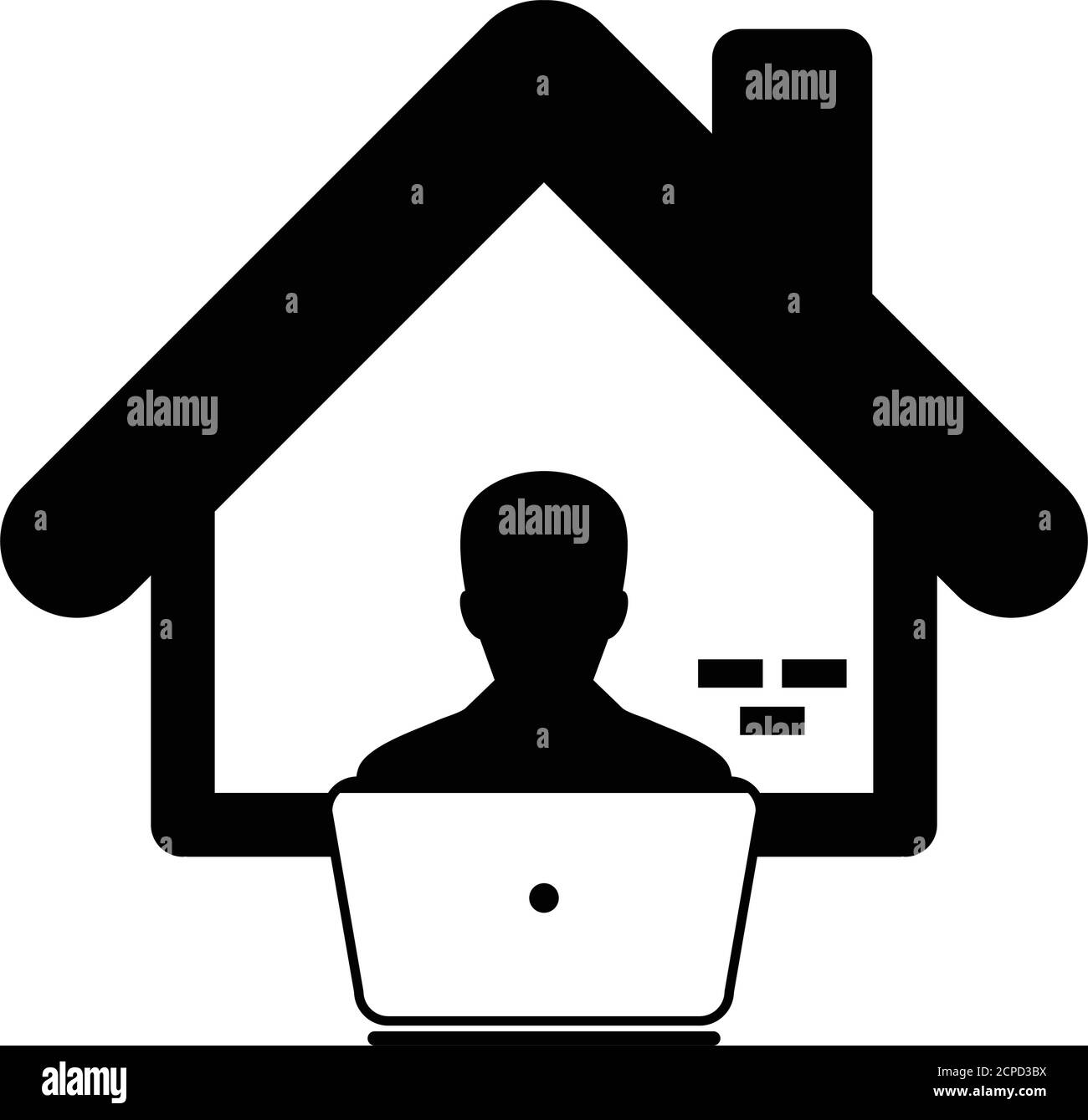 Male icon working from home with laptop computer user person profile ...