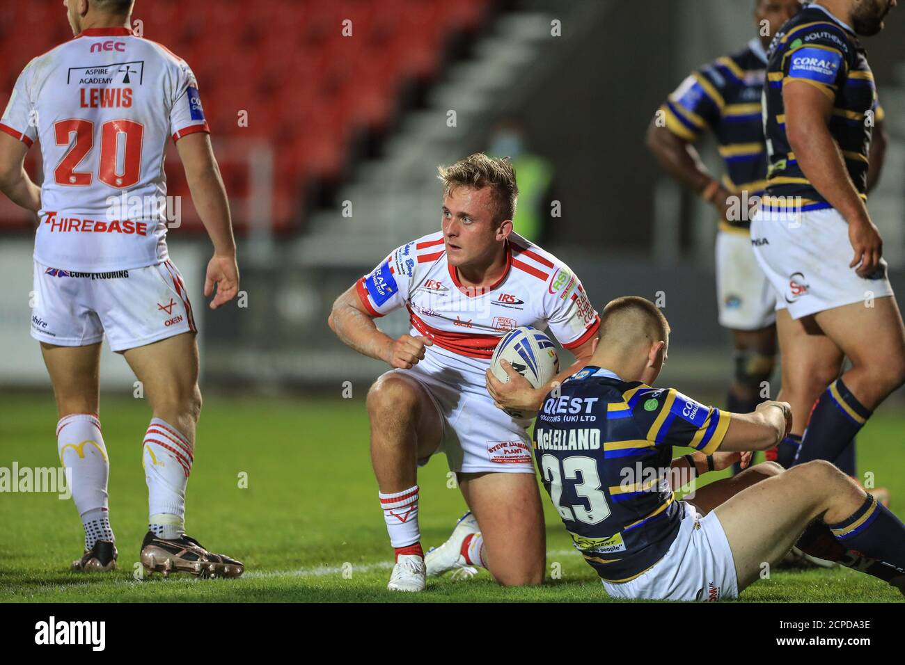 Jez Litten (18) of Hull KR goes over for a try Stock Photo - Alamy