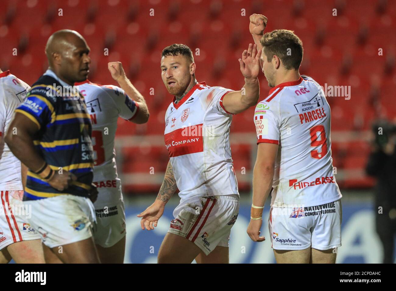 Jamie Ellis (30) of Hull KR celebrates his try Stock Photo - Alamy