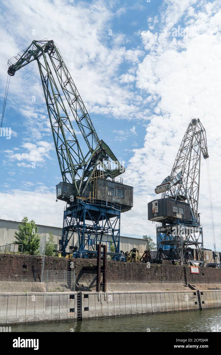 Duisburg, largest inland port in the world, loading cranes Stock Photo ...