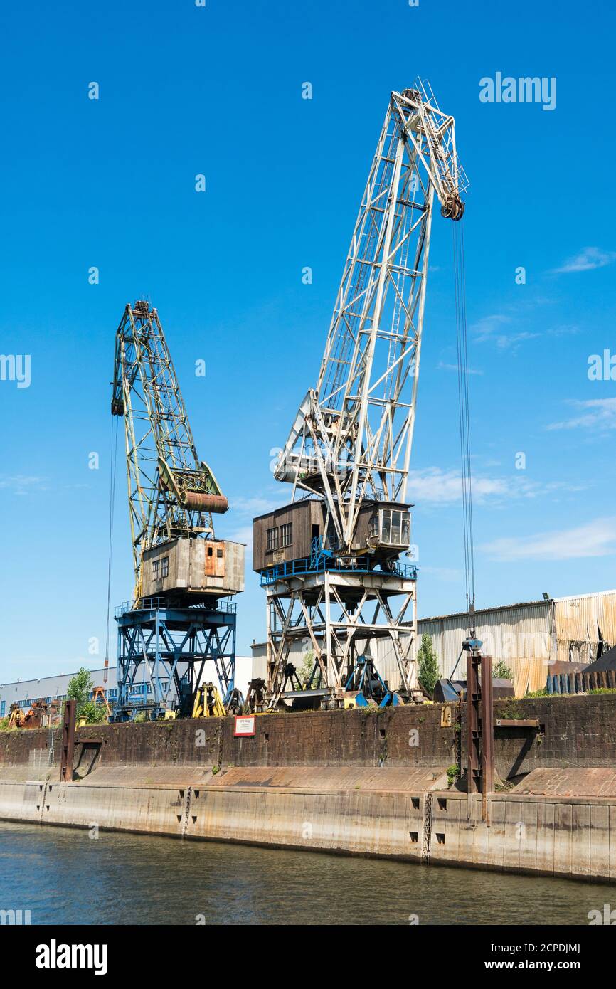 Duisburg, largest inland port in the world, loading cranes Stock Photo ...