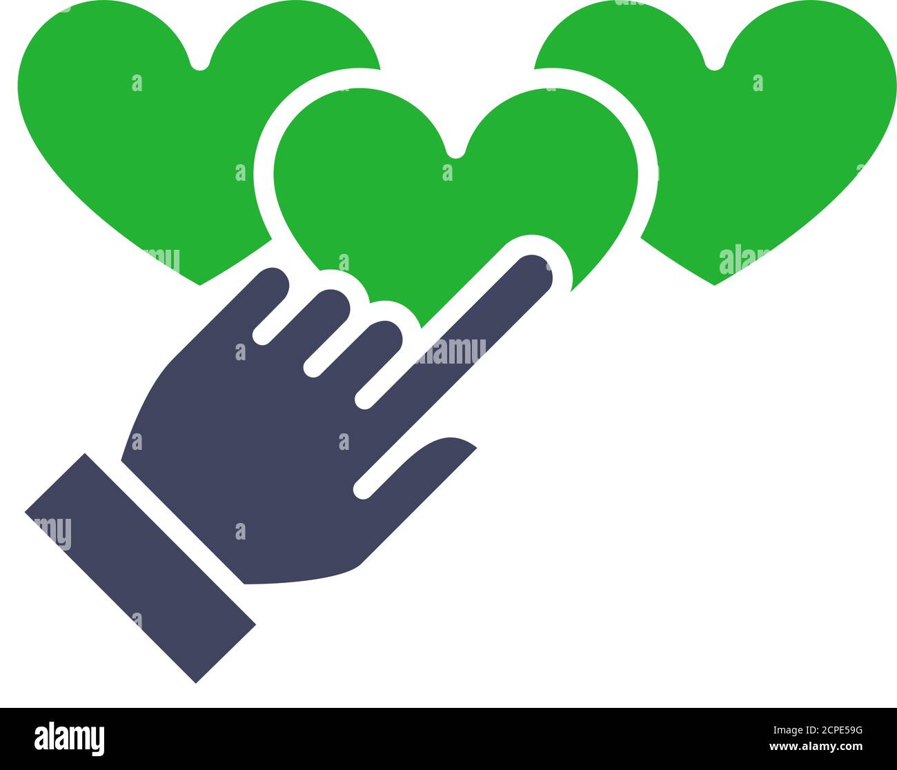 Hand puts three hearts rating colored icon. Customer satisfaction ...
