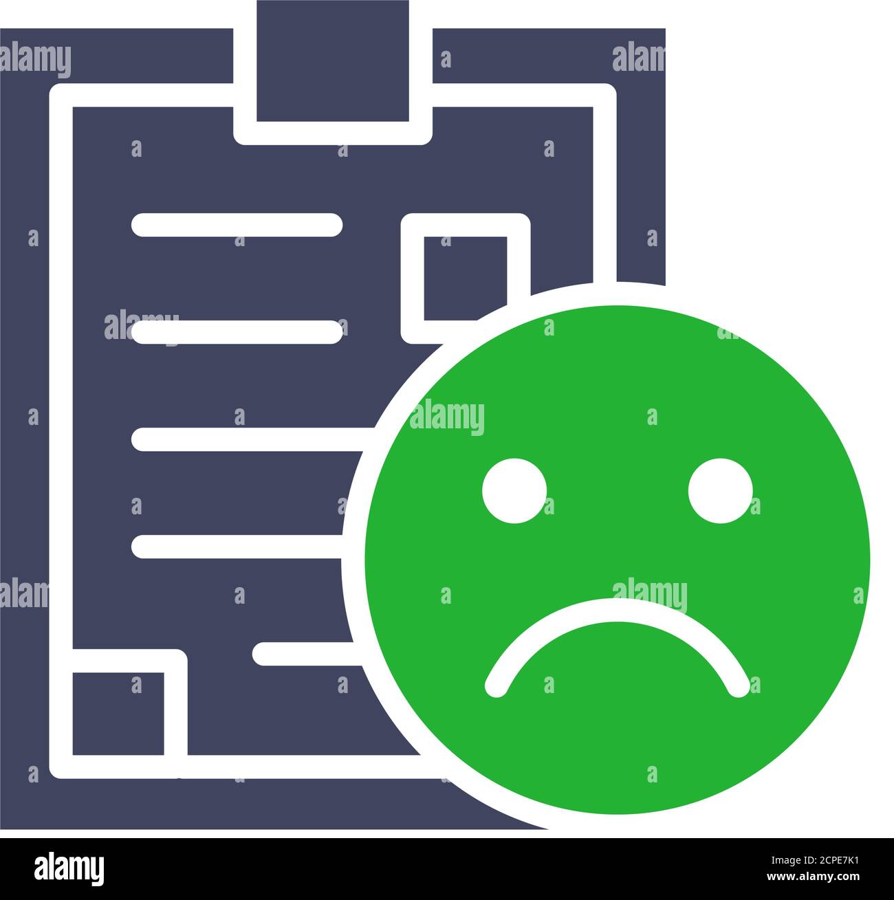 Document with sad face colored icon. Negative feedback, disapprove ...