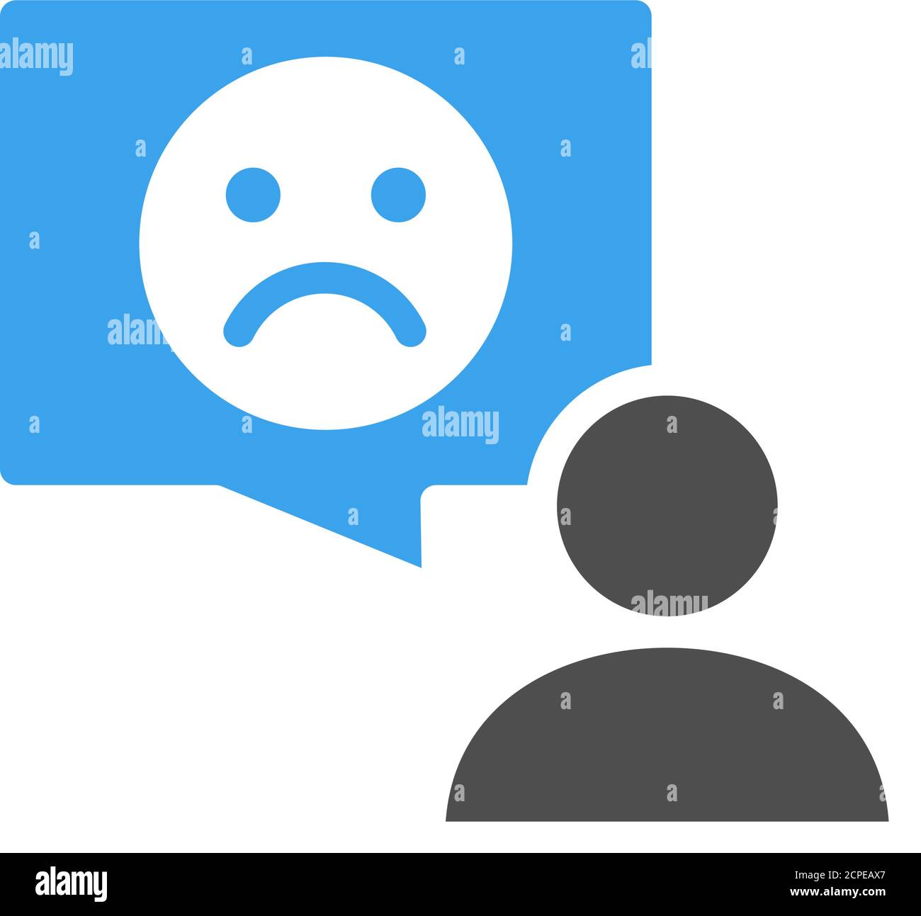 Person with sad face colored icon. Feedback, negative comment, customer ...