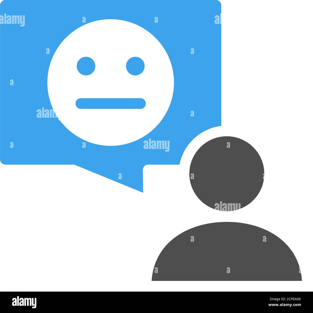Person with neutral face colored icon. Review, feedback, comment ...