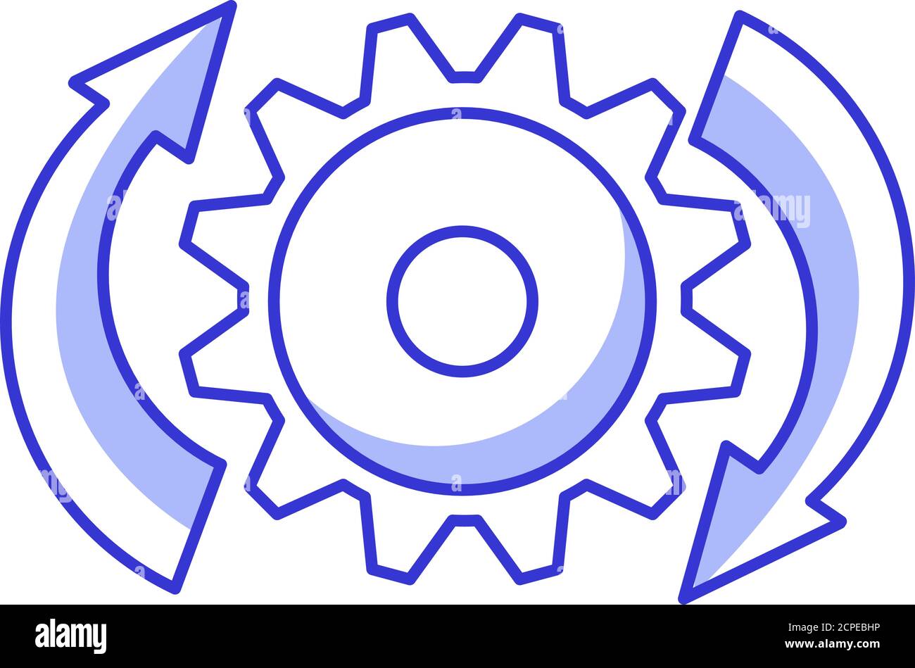 Loading icon gear and shooters.Refresh operation.Flat line art vector ...