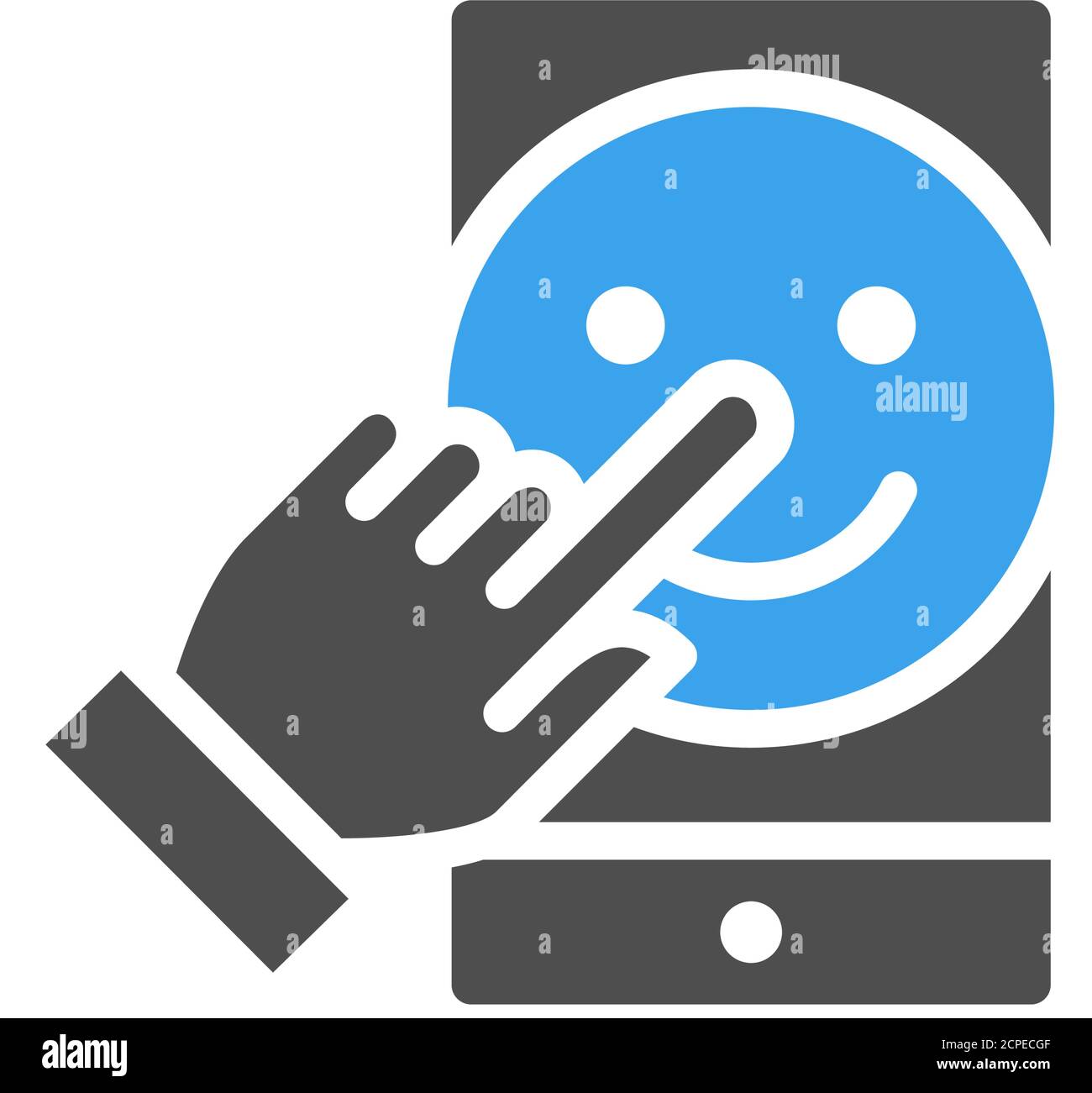 Smartphone with happy face colored icon. Client satisfaction, happy ...