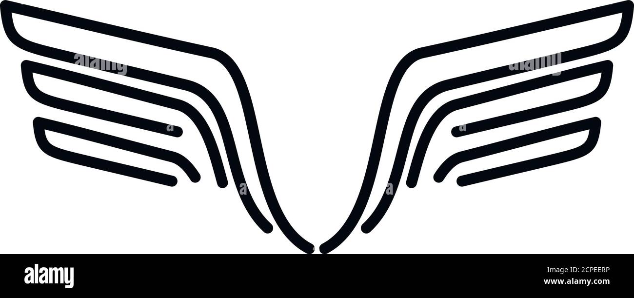 Sign wings icon. Outline sign wings vector icon for web design isolated ...