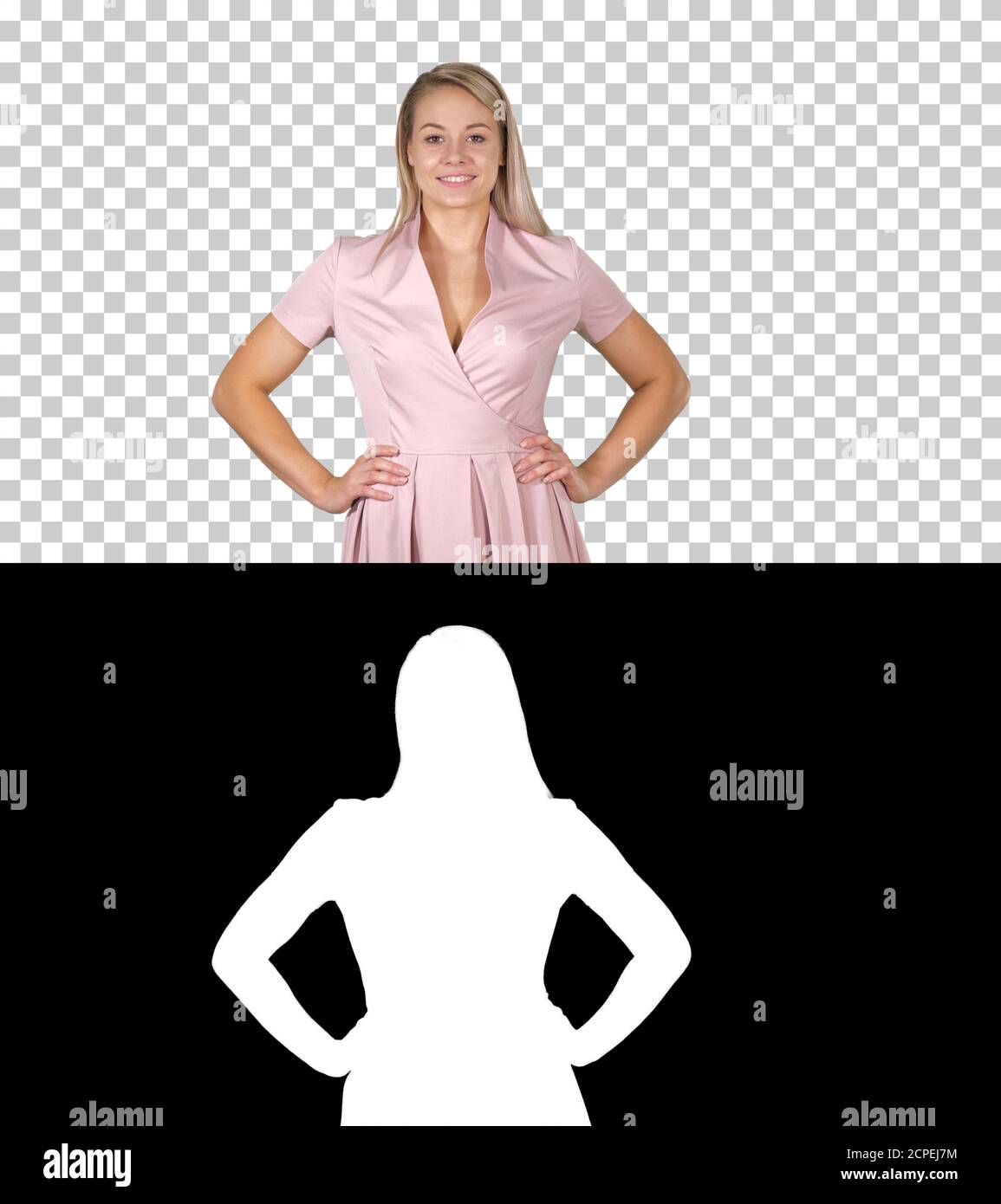 Beautiful young woman walking with hands on hips and talking, Al Stock ...