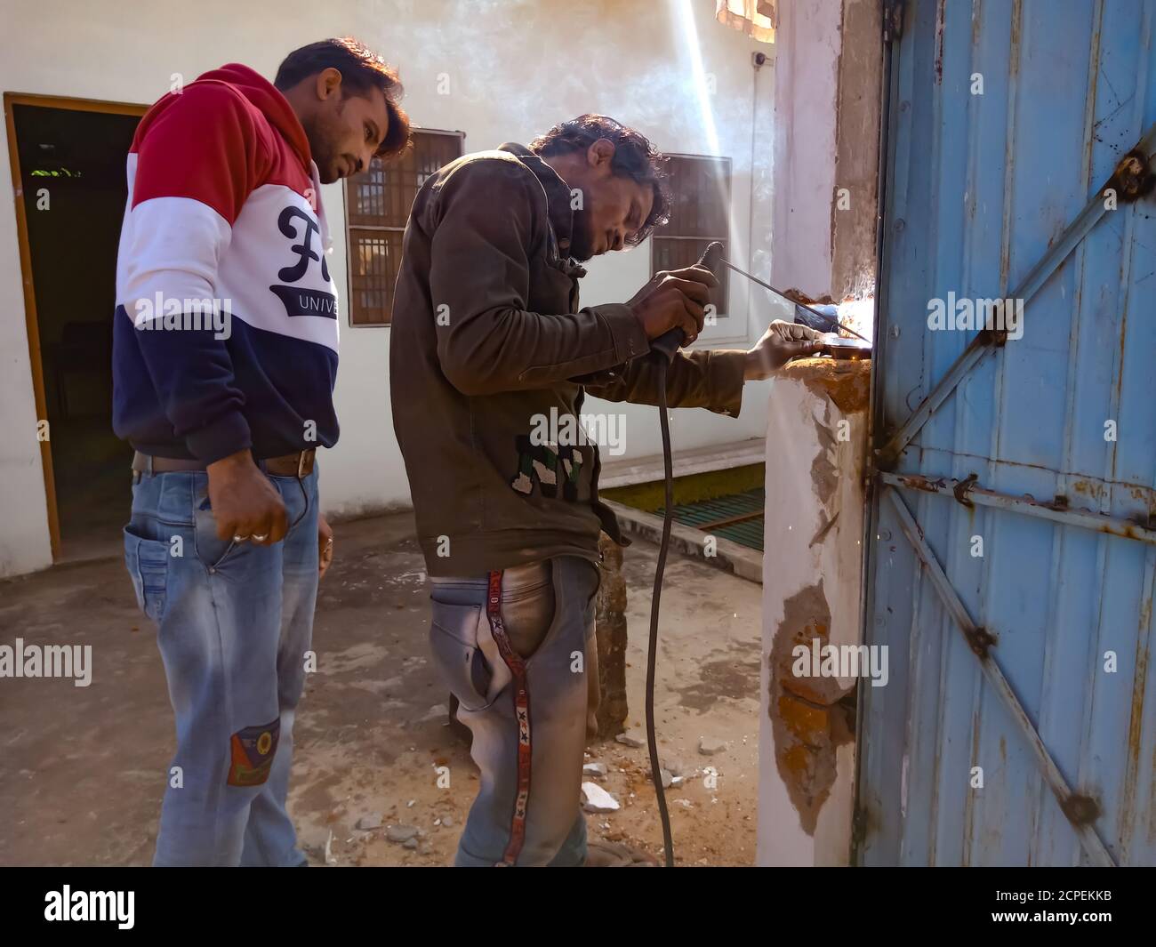 DISTRICT KATNI, INDIA - JANUARY 13, 2020: An indian construction male ...