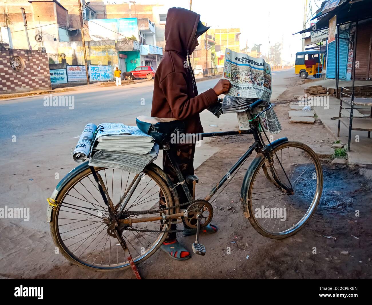DISTRICT KATNI, INDIA - JANUARY 16, 2020: an indian village boy ...
