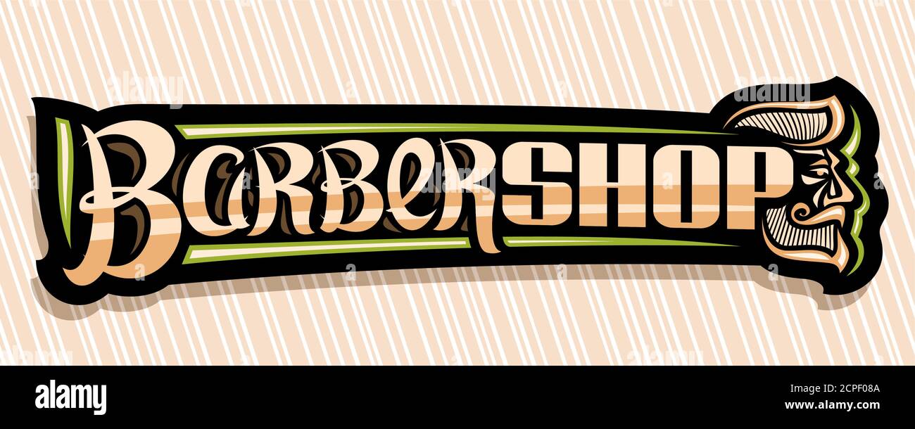 Vector banner for Barber Shop, dark decorative sign board for ...