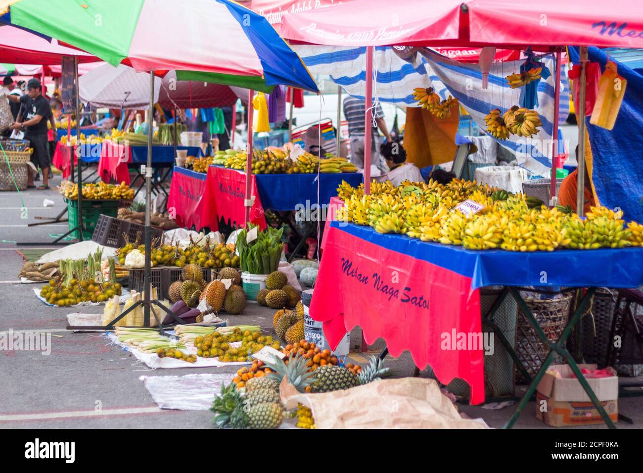 Food stuff sold at an open air market in Kuching, Malaysia Stock Photo ...