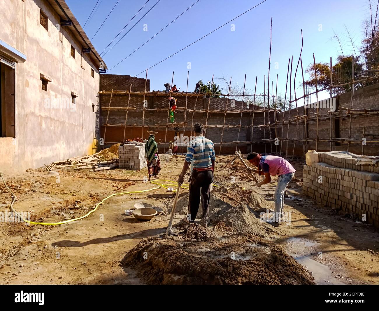 DISTRICT KATNI, INDIA - JANUARY 18, 2020: Indian village people working ...