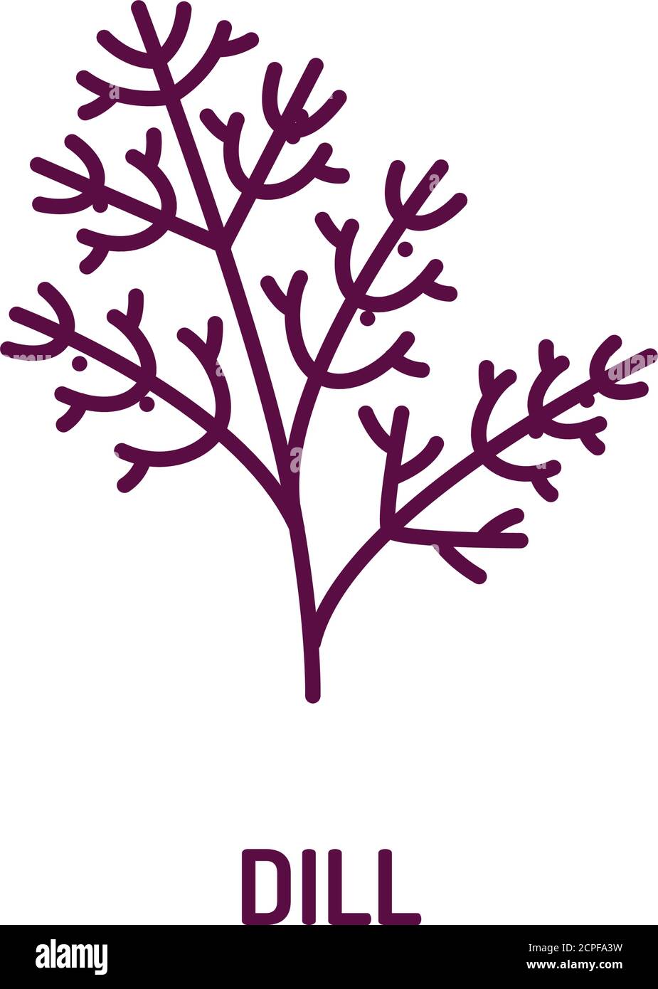 Dill color line icon. Greenery sign. Natural vegetable symbol. Healthy ...