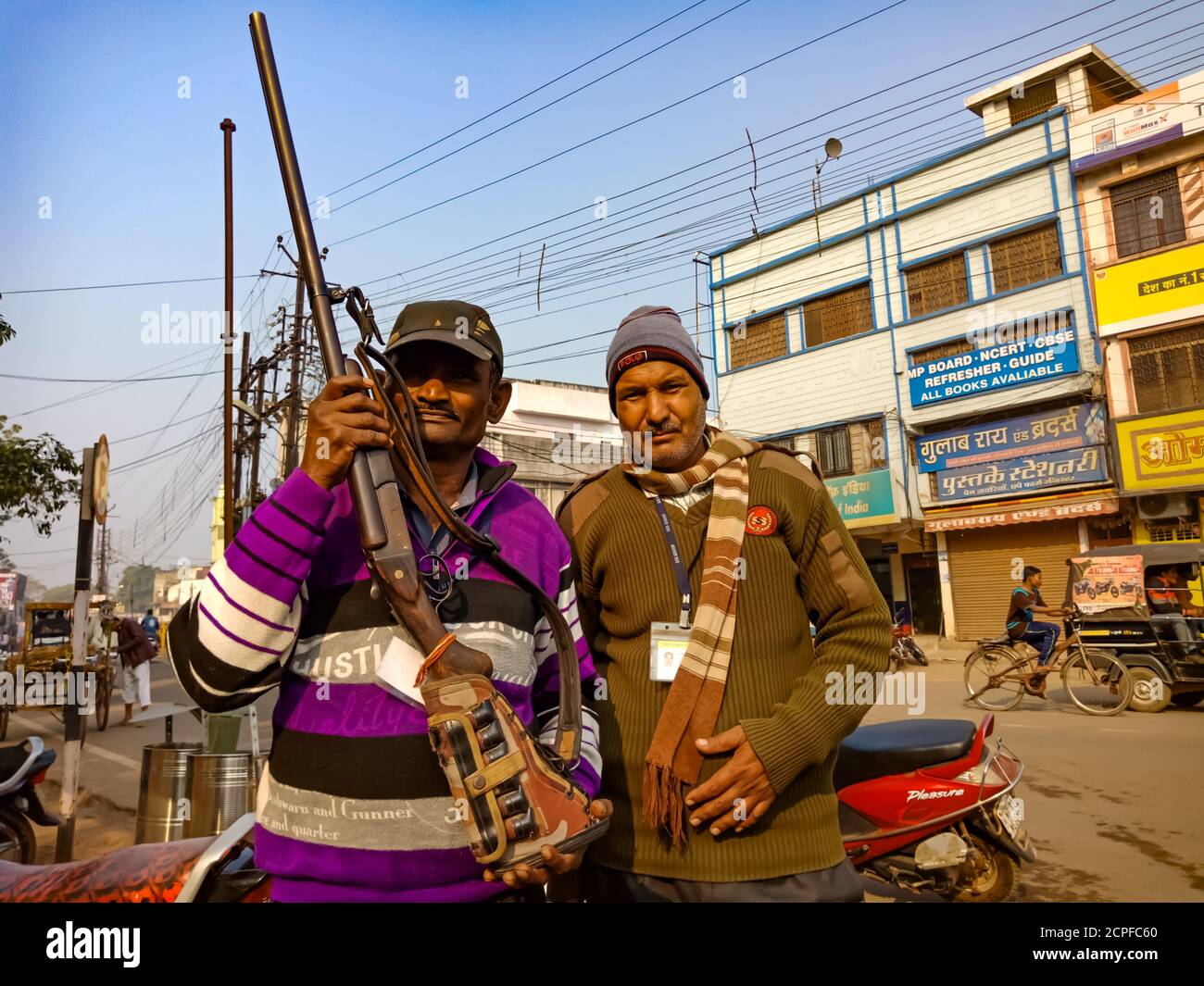 DISTRICT KATNI, INDIA - JANUARY 18, 2020: Two indian security guards ...