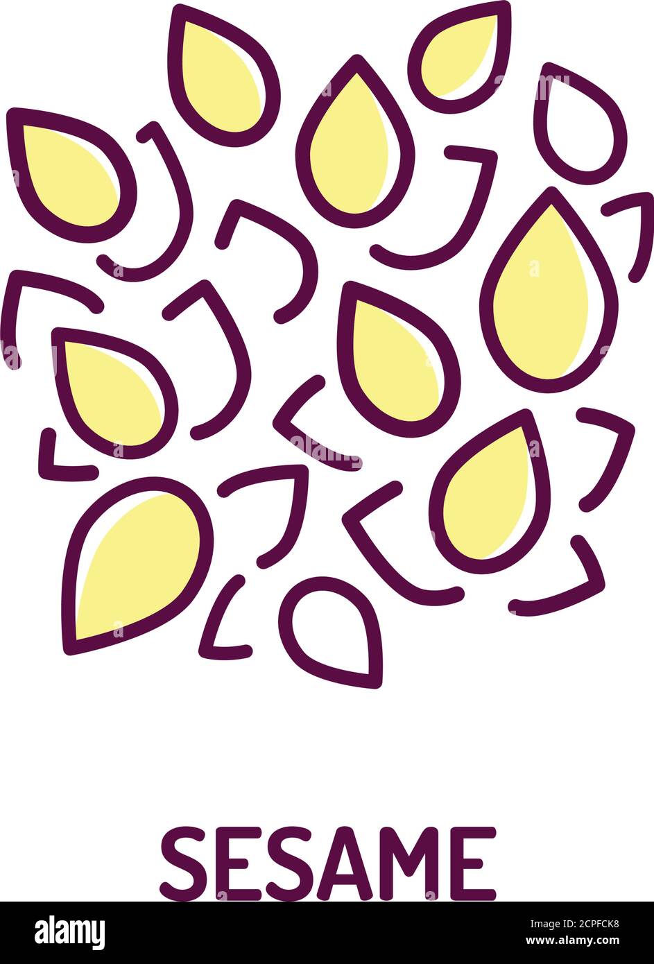 Sesame seeds color line icon. Spices, seasoning. Cooking ingredient ...
