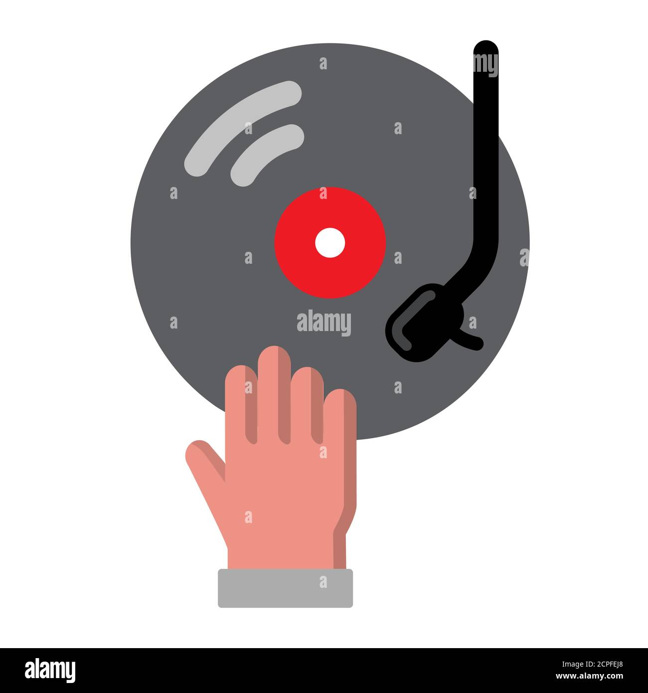 illustration of the dj hand icon with a vinyl disk Stock Vector Image ...