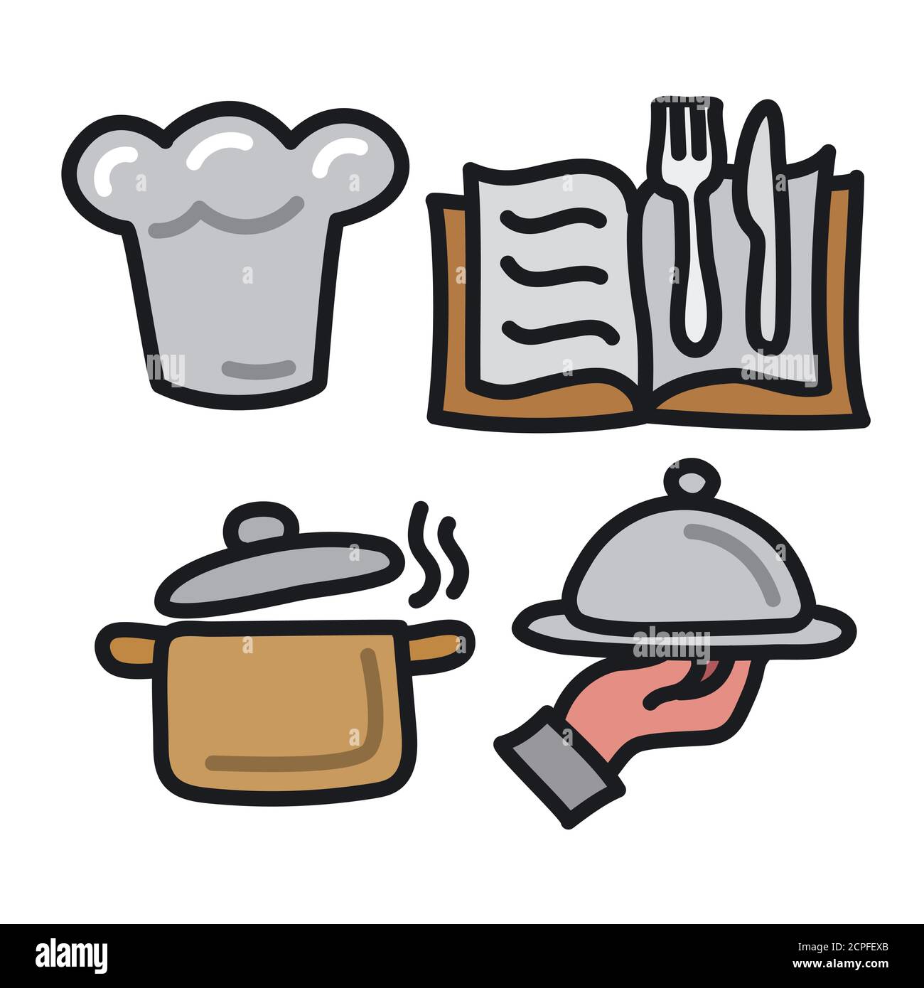 illustration of the cooking and preparation food icons Stock Vector ...