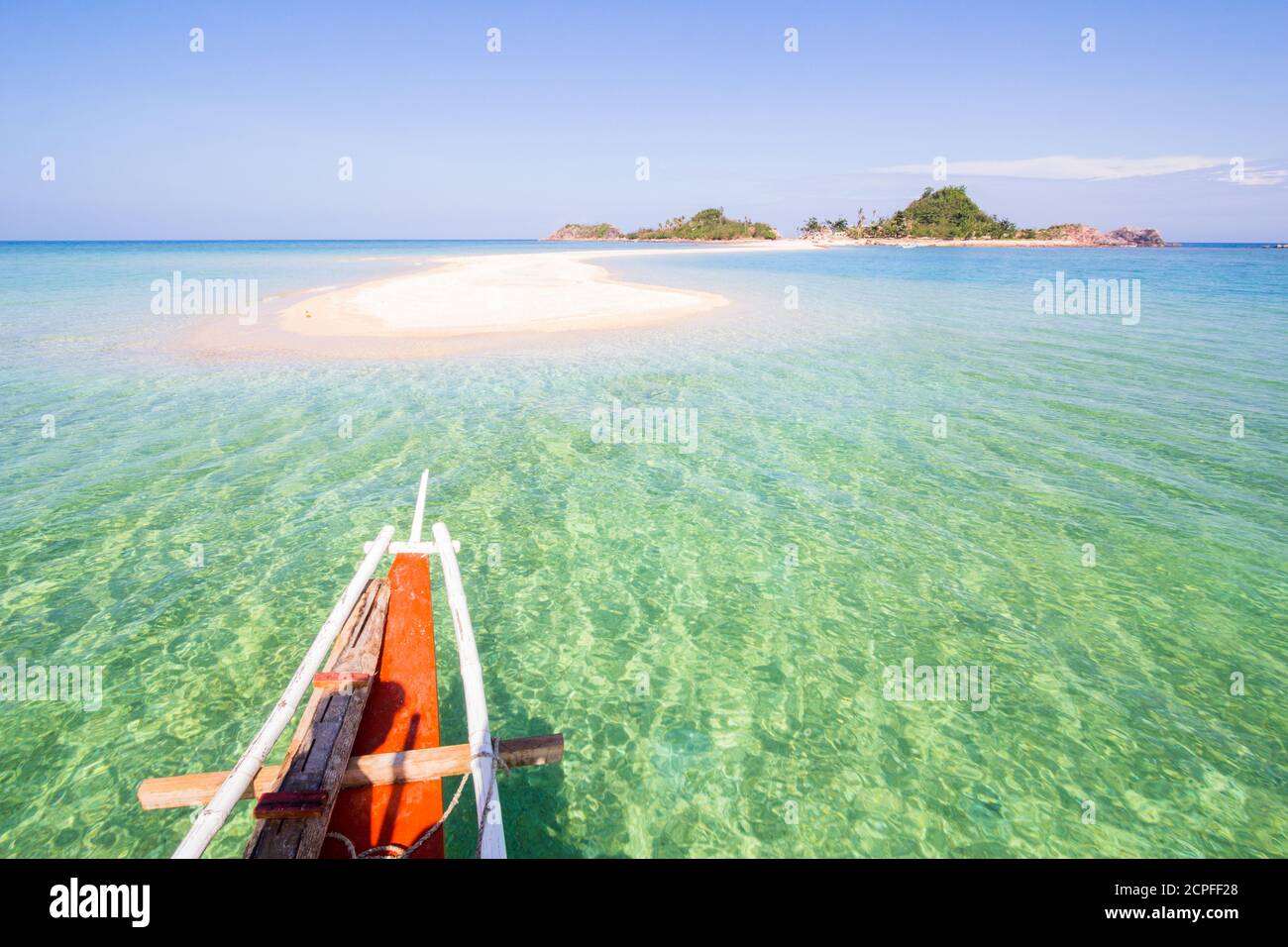 A white sand bar beach in one of the islets in Isla Gigantes, Carles ...
