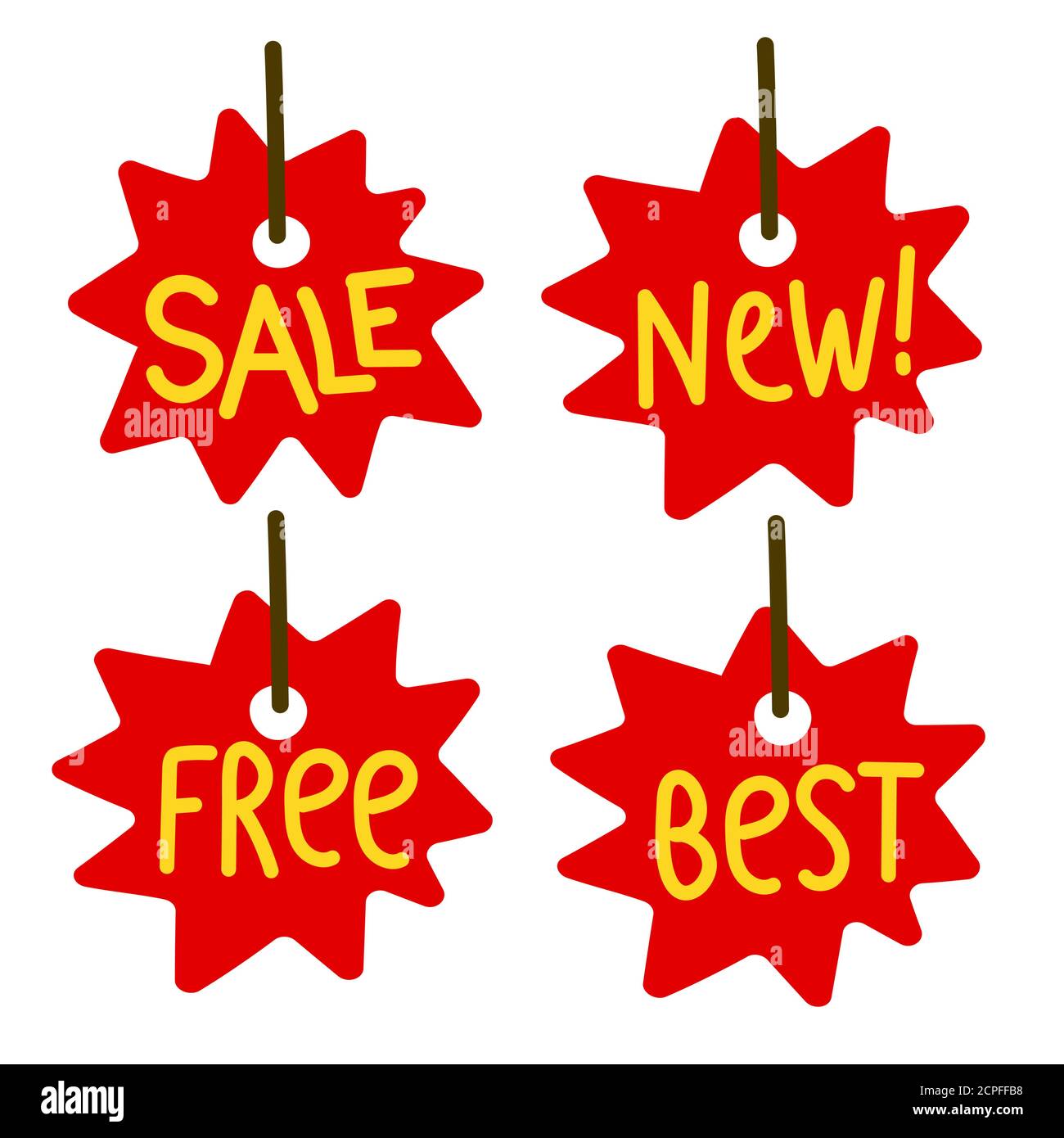 set of different advertising and promotion hanging tags and labels in ...
