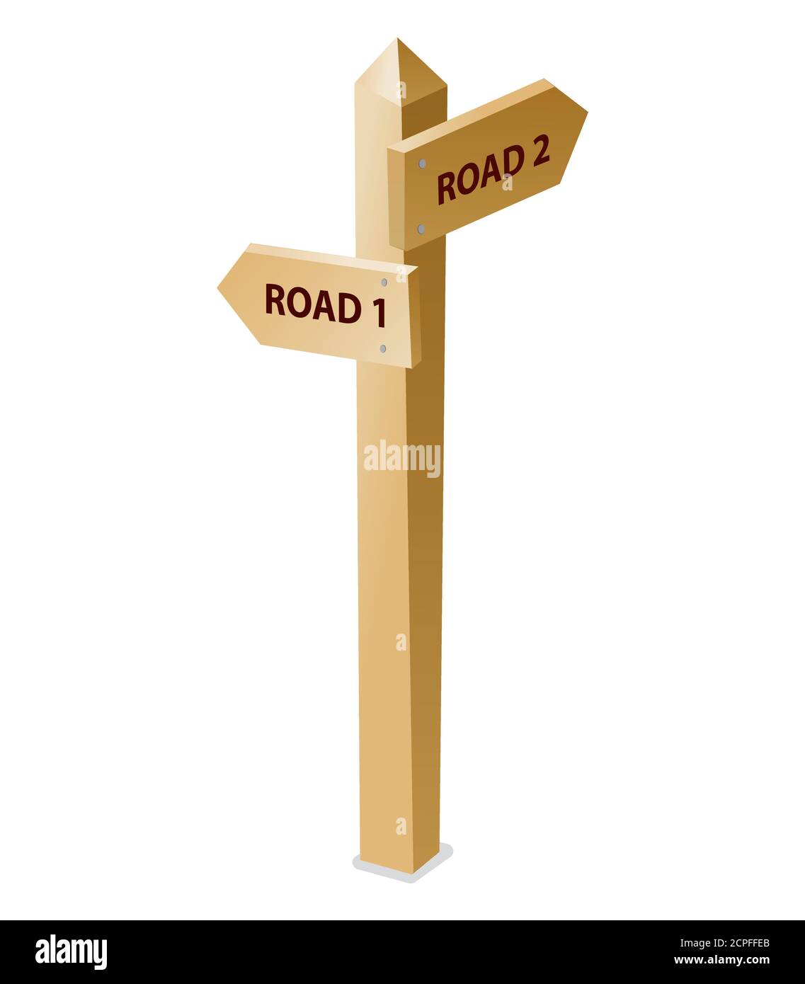 illustration of the wooden guidepost on the white background Stock ...