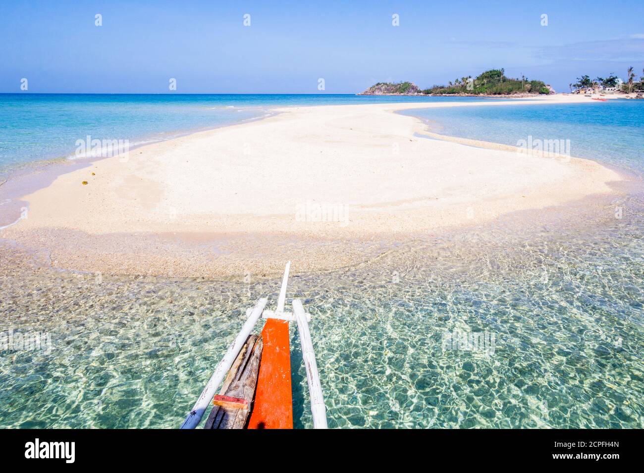 A white sand bar beach in one of the islets in Isla Gigantes, Carles ...