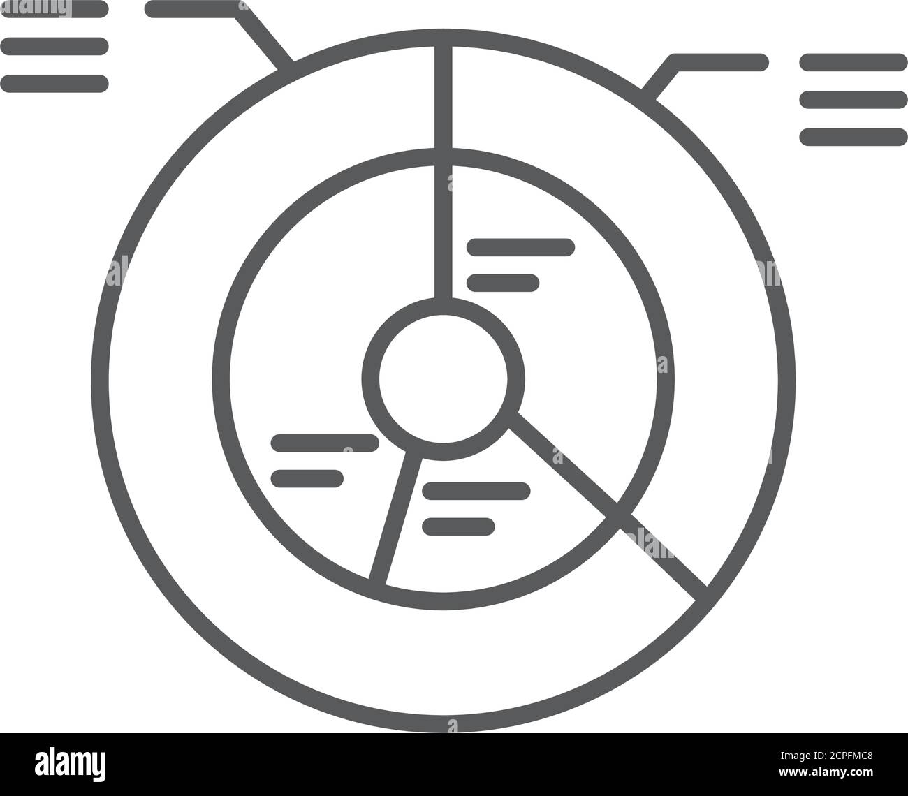 Sunburst chart line black icon. Record keeping concept. Visual ...