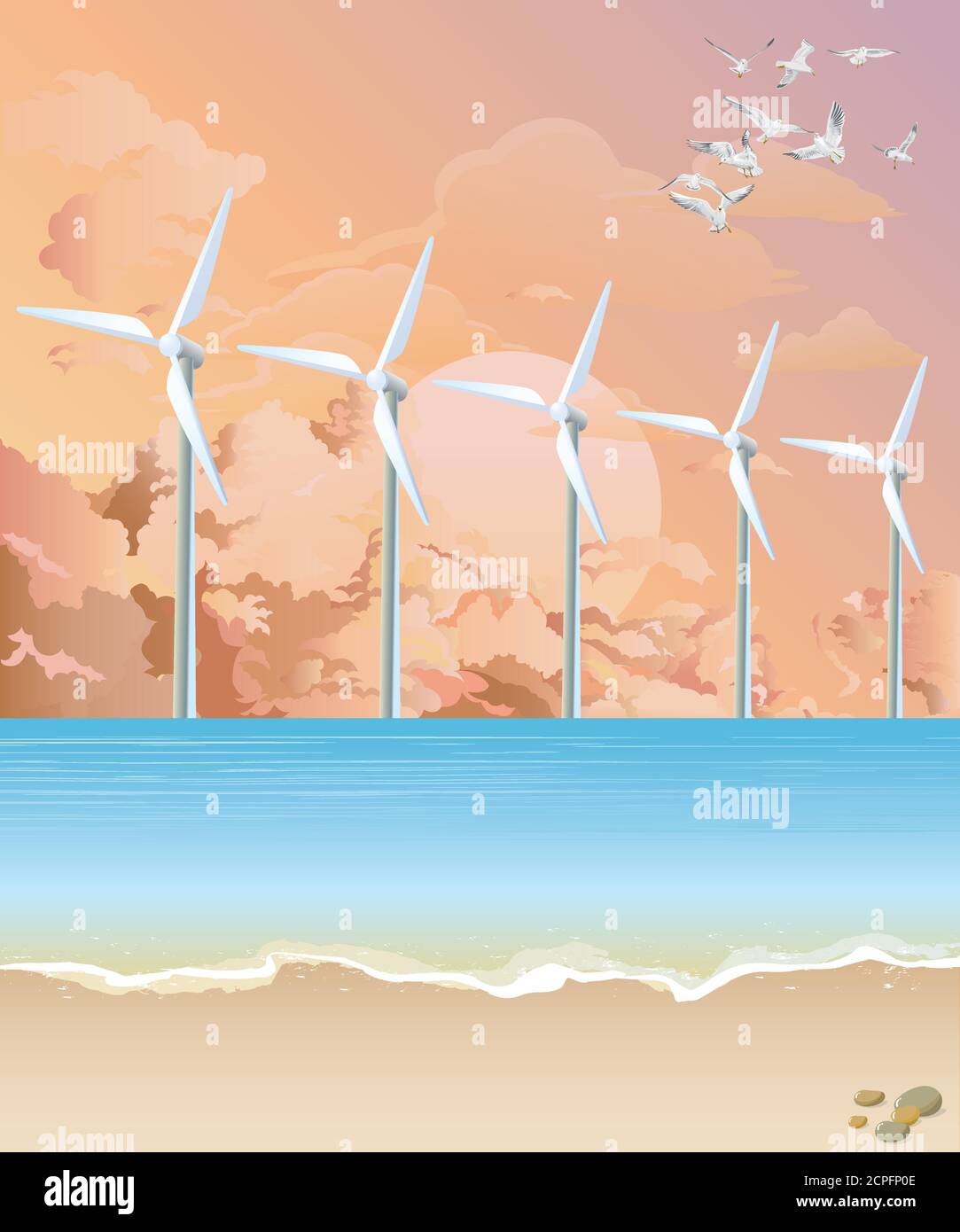 Offshore wind turbine vector vectors Stock Vector Images - Alamy