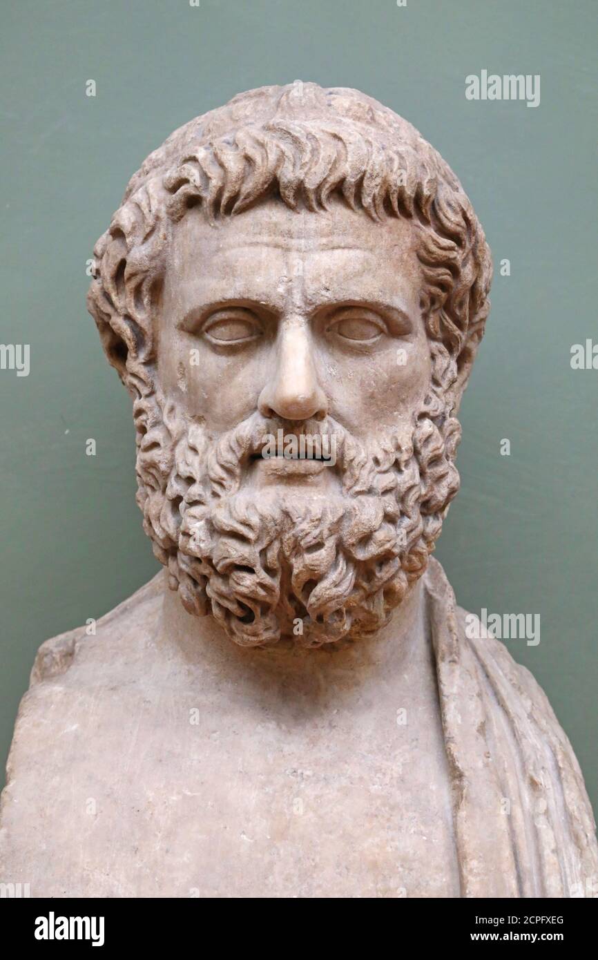 Ancient carved bust of Sophocles Stock Photo - Alamy