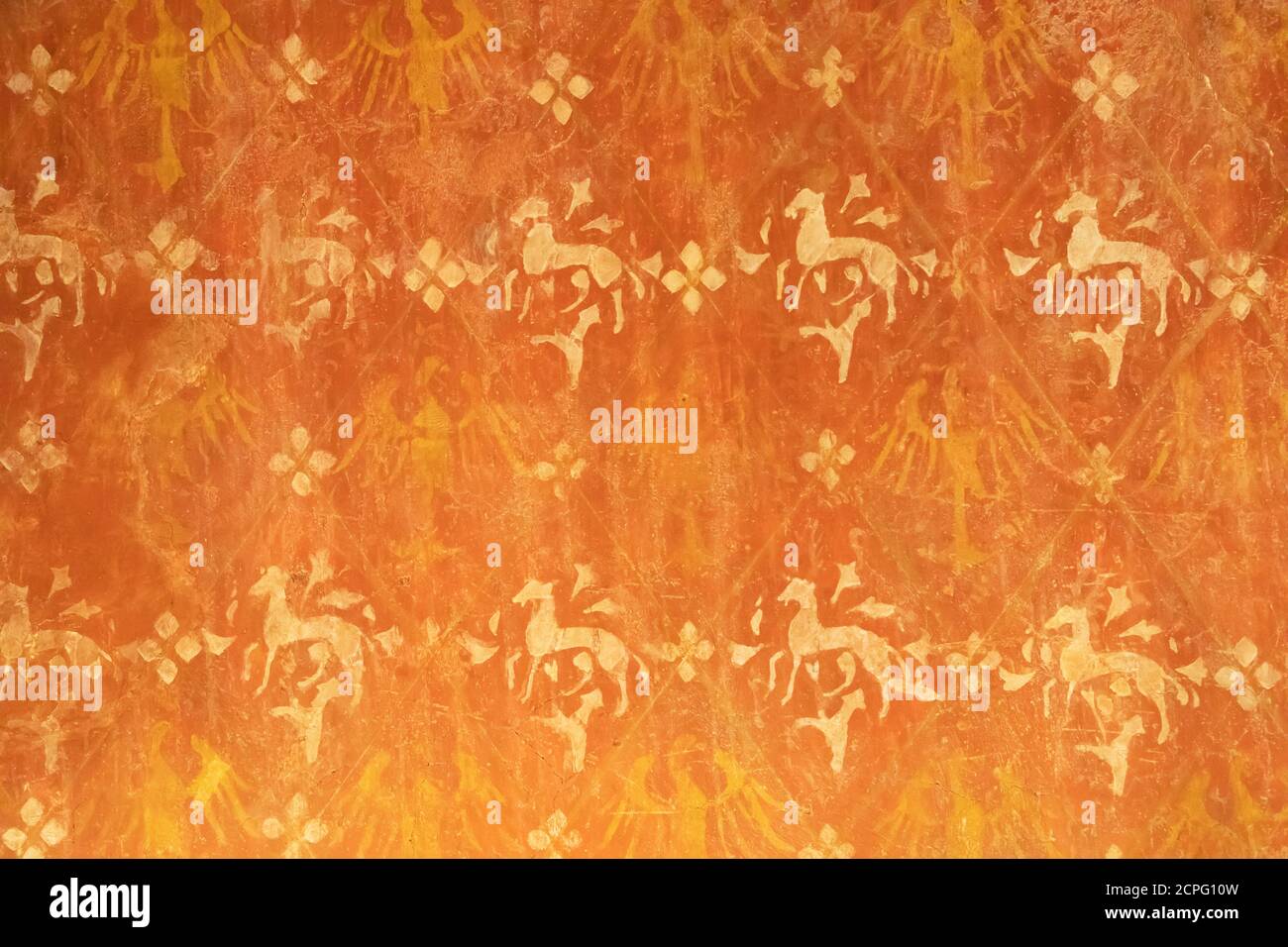 Medieval orange texture on a wall Stock Photo - Alamy
