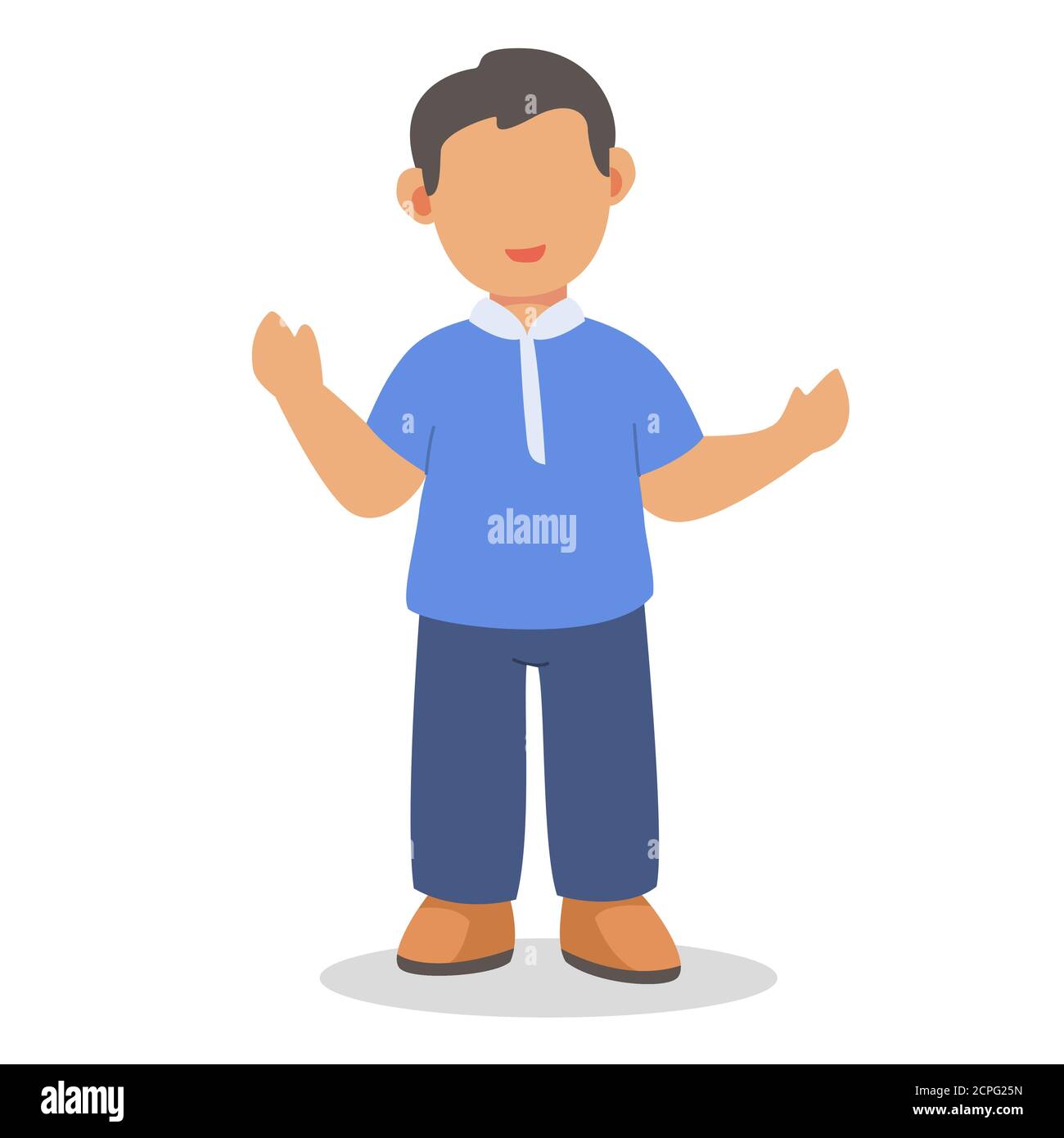Muslim boy character present smart explain white isolated background ...