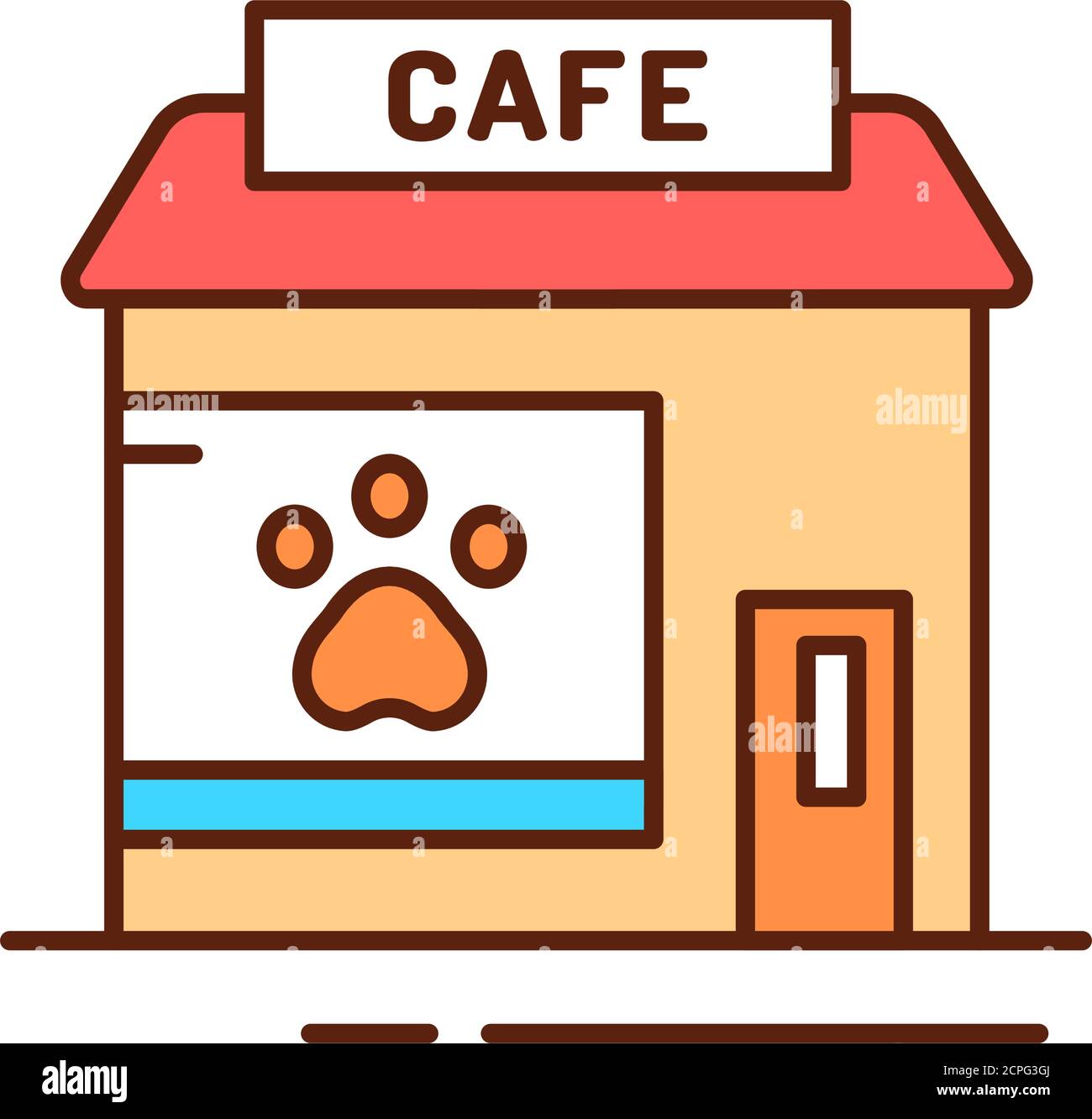 Animal cafe color line icon. Place where people can see and interact ...
