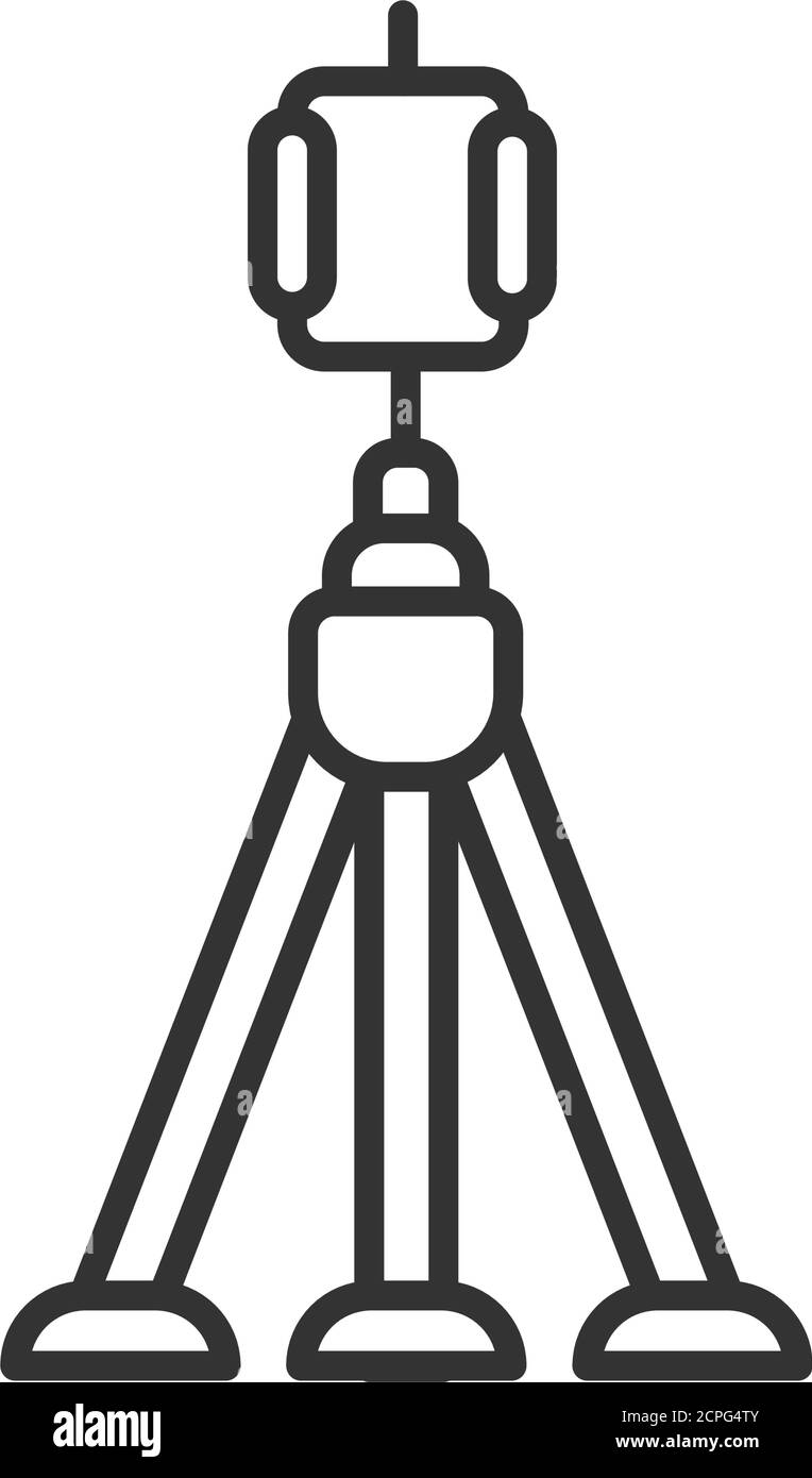 Tripod black line icon. Action camera stand concept. Photographer tool ...