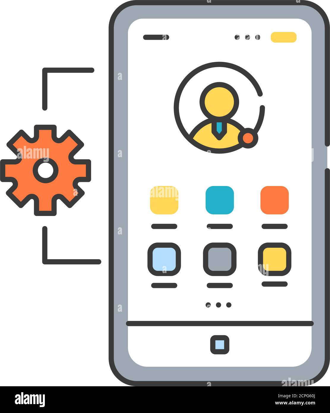 Mobile Application Management Color Line Icon Describes Software And Services Responsible For