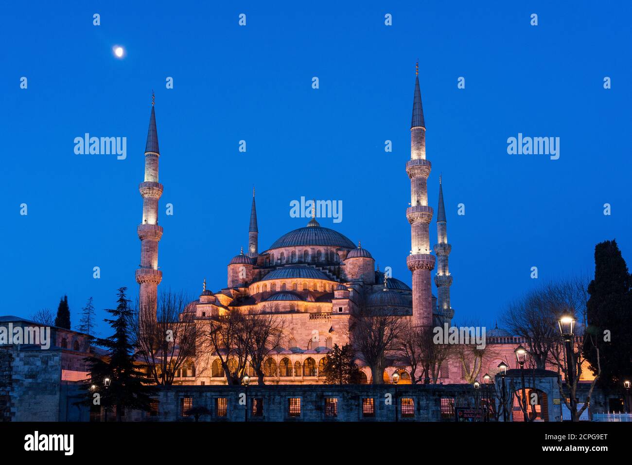 Turkey, Istanbul, Sultanahmet, Blue Mosque, moon Stock Photo - Alamy