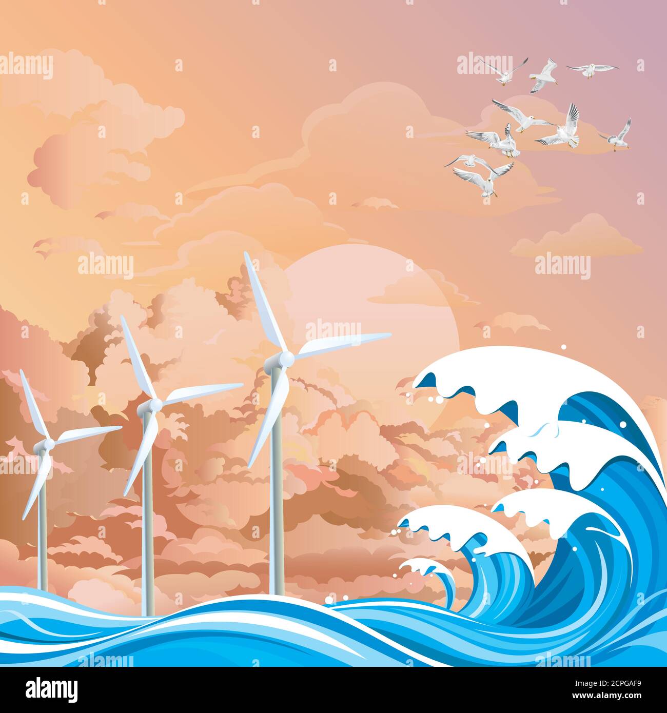 Offshore wind turbine vector vectors Stock Vector Images - Alamy