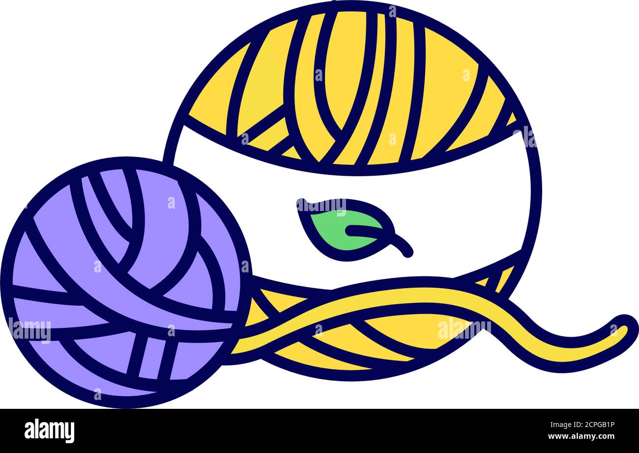 Wool ball color line icon. Thread with which a cloth can be made ...