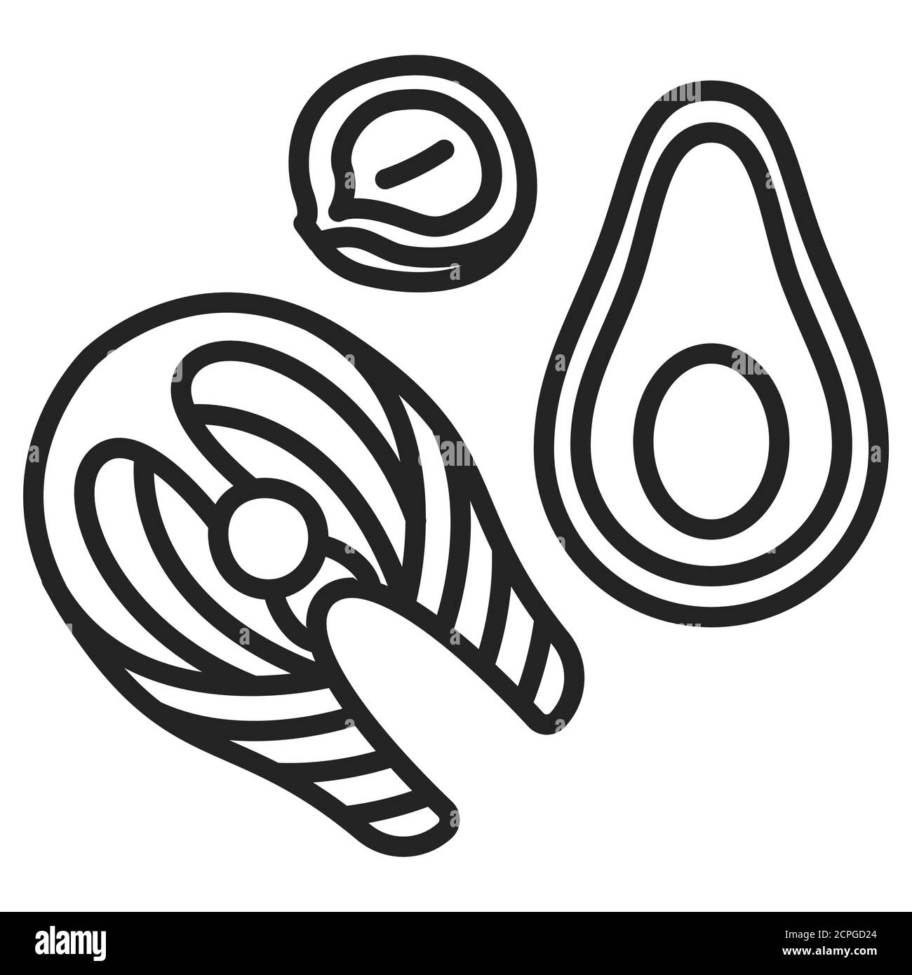 Lot fat black line icon. High-fat products. High-calorie food ...