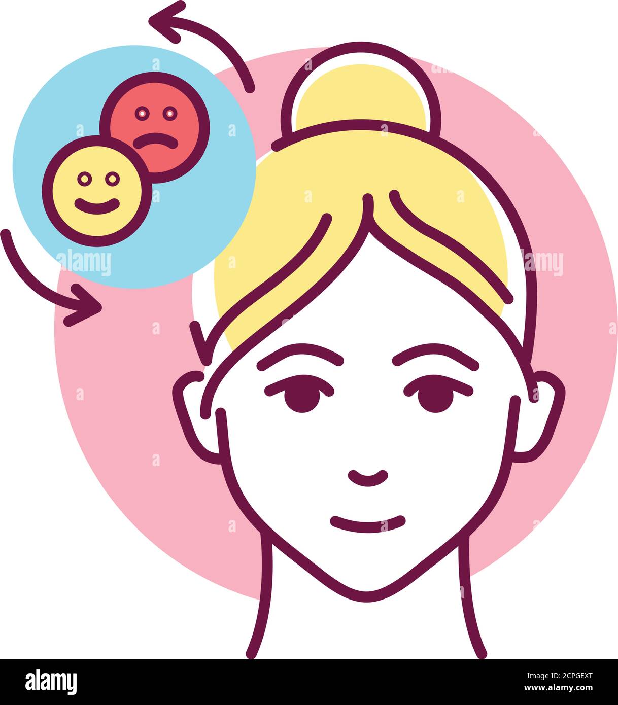 Emotional control color line icon. Ability to respond to the ongoing ...