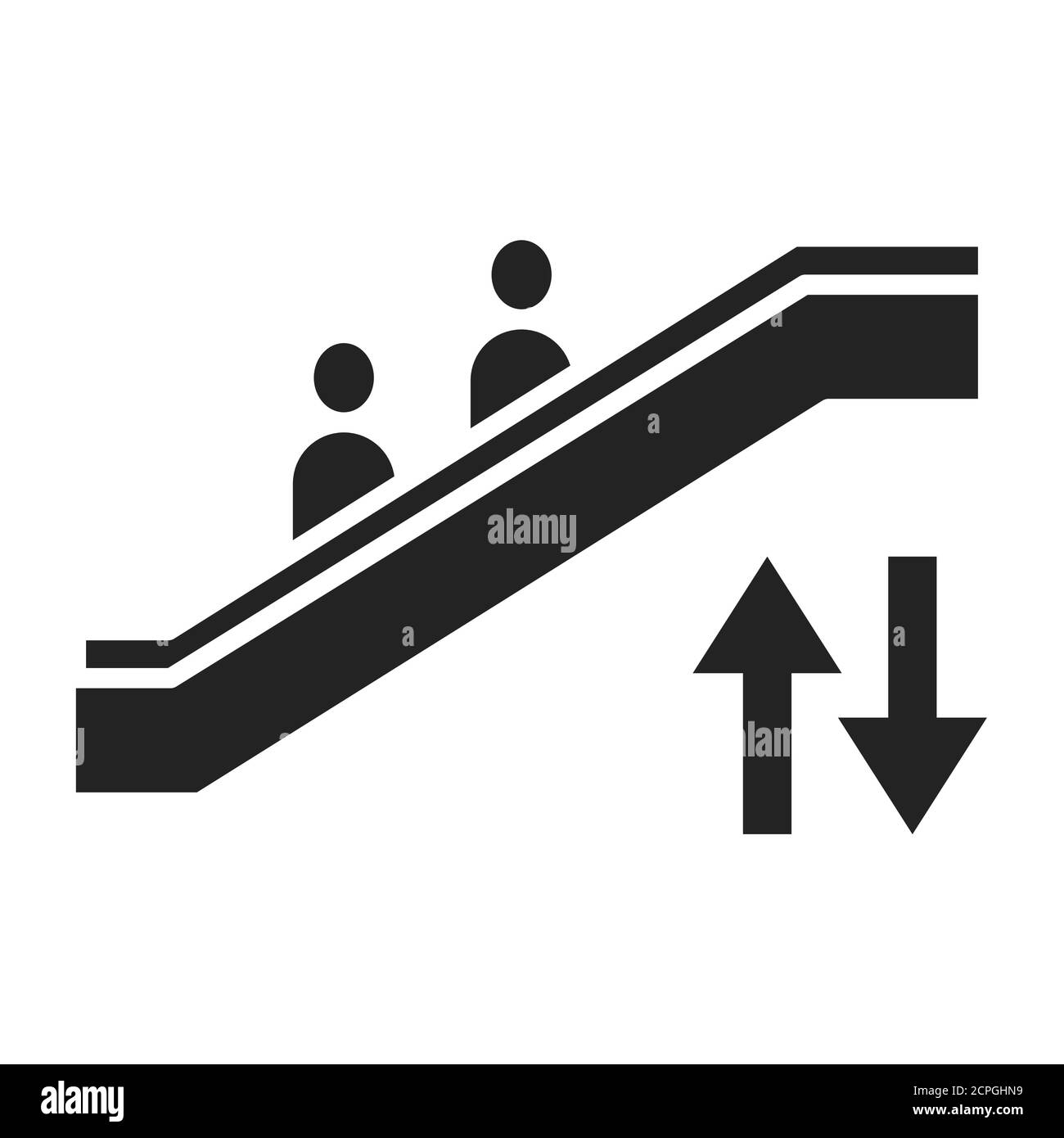 Escalator black glyph icon. Moving staircase which carries people ...